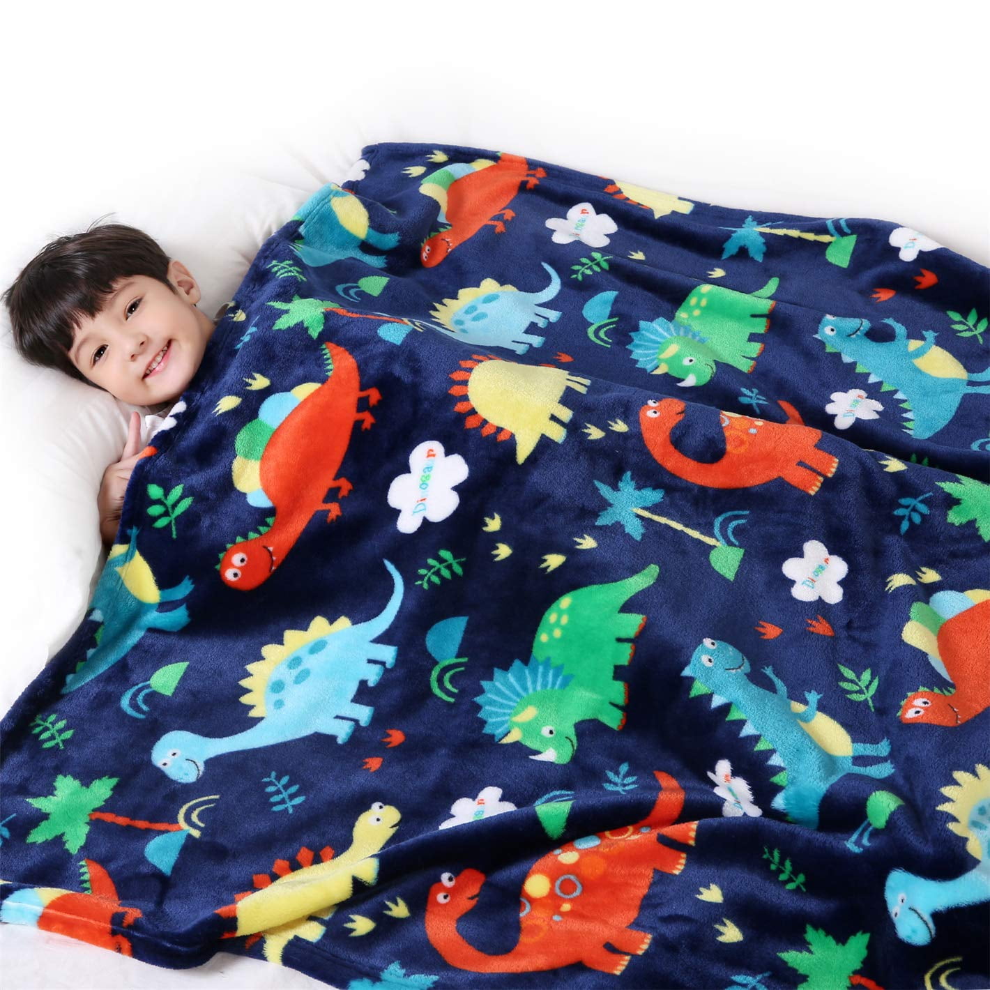 MOVANNE Dinosaur Blanket for Kids 50x60 Inches Reversible Fluffy Cozy ...