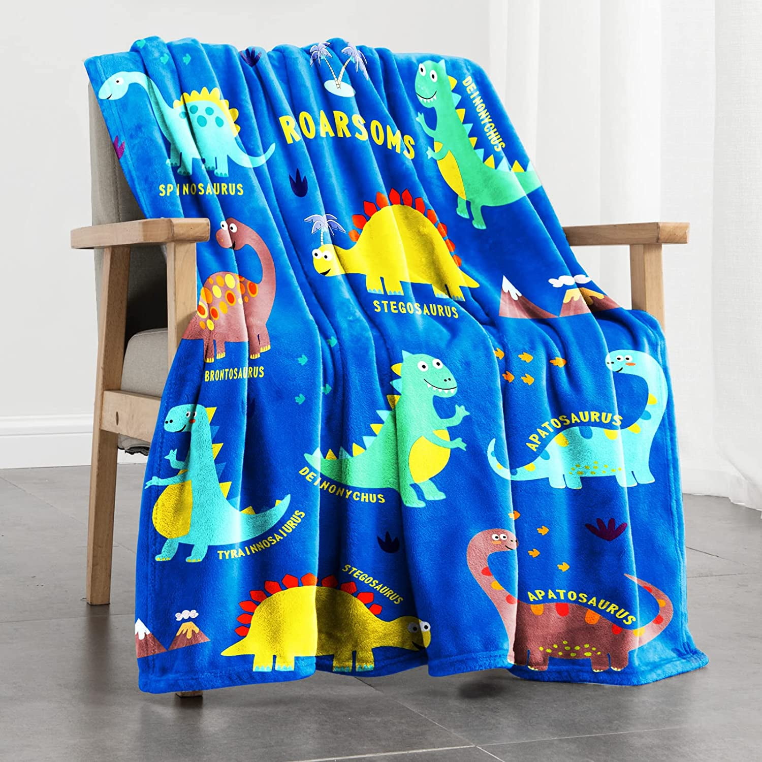 Dinosaur Blanket for Boys Toddlers, 40x50 Inches Soft Fleece Kids Throw ...