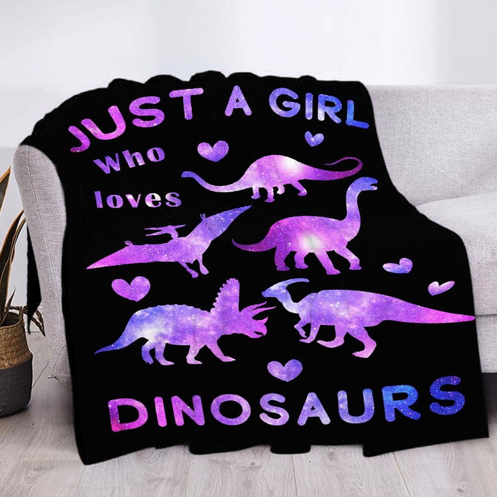 Dinosaur Blanket for Girls-Just a Girl Who Loves Dinosaurs-Dinosaur ...