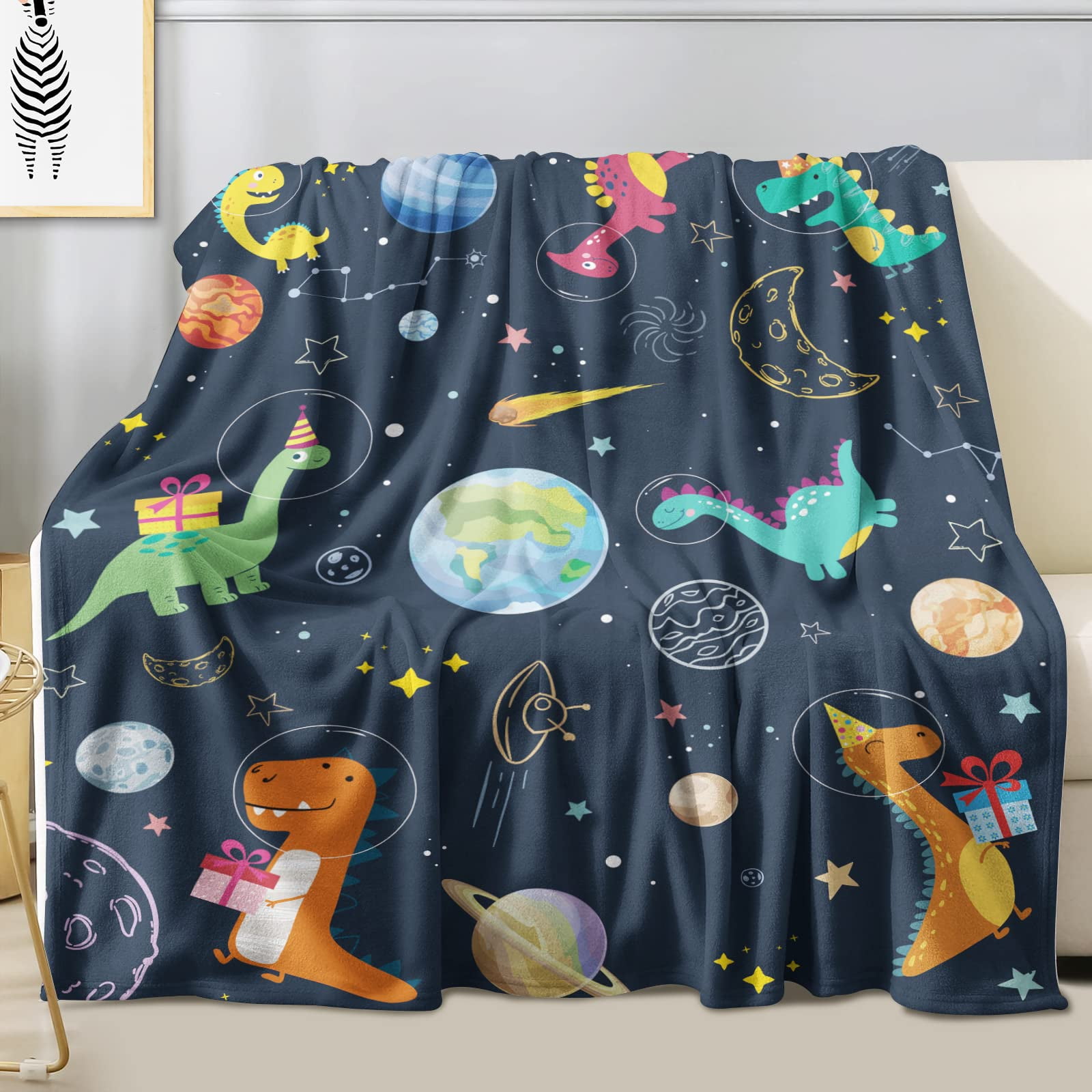 Dinosaur Blanket Soft Flannel Dinosaur Space Throw Blanket Dino Gifts ...