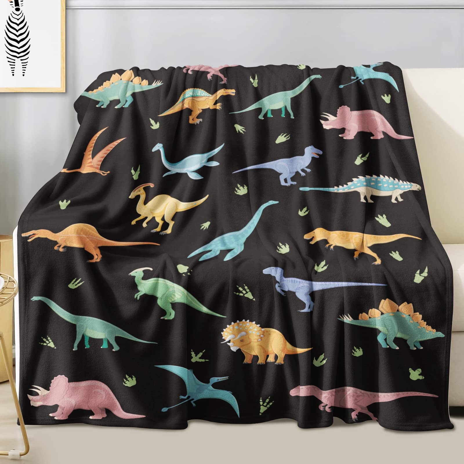 Dinosaur Blanket Soft Flannel Lightweight Dinosaur Cartoon Throw ...