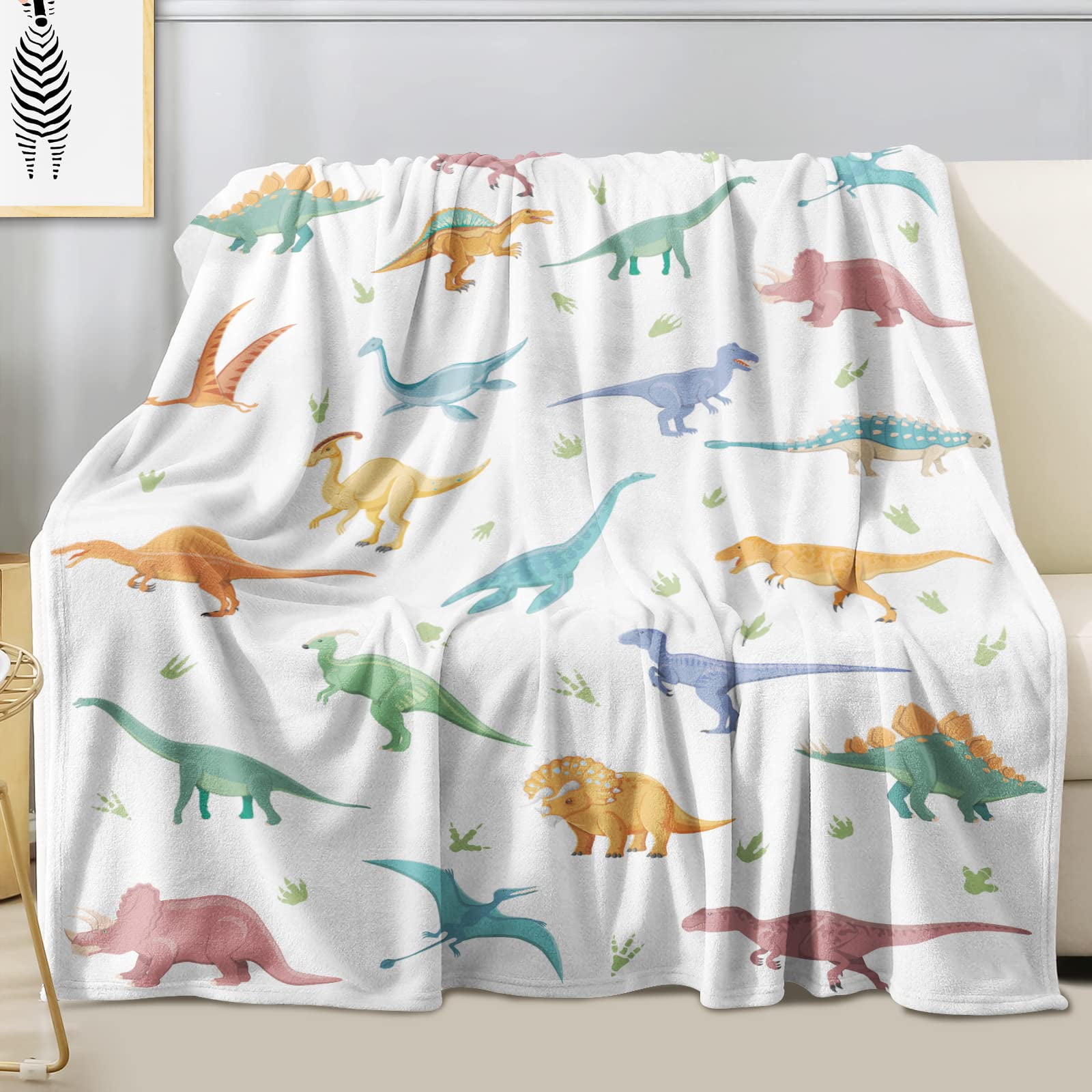 Dinosaur Blanket Soft Flannel Lightweight Dinosaur Cartoon Throw ...
