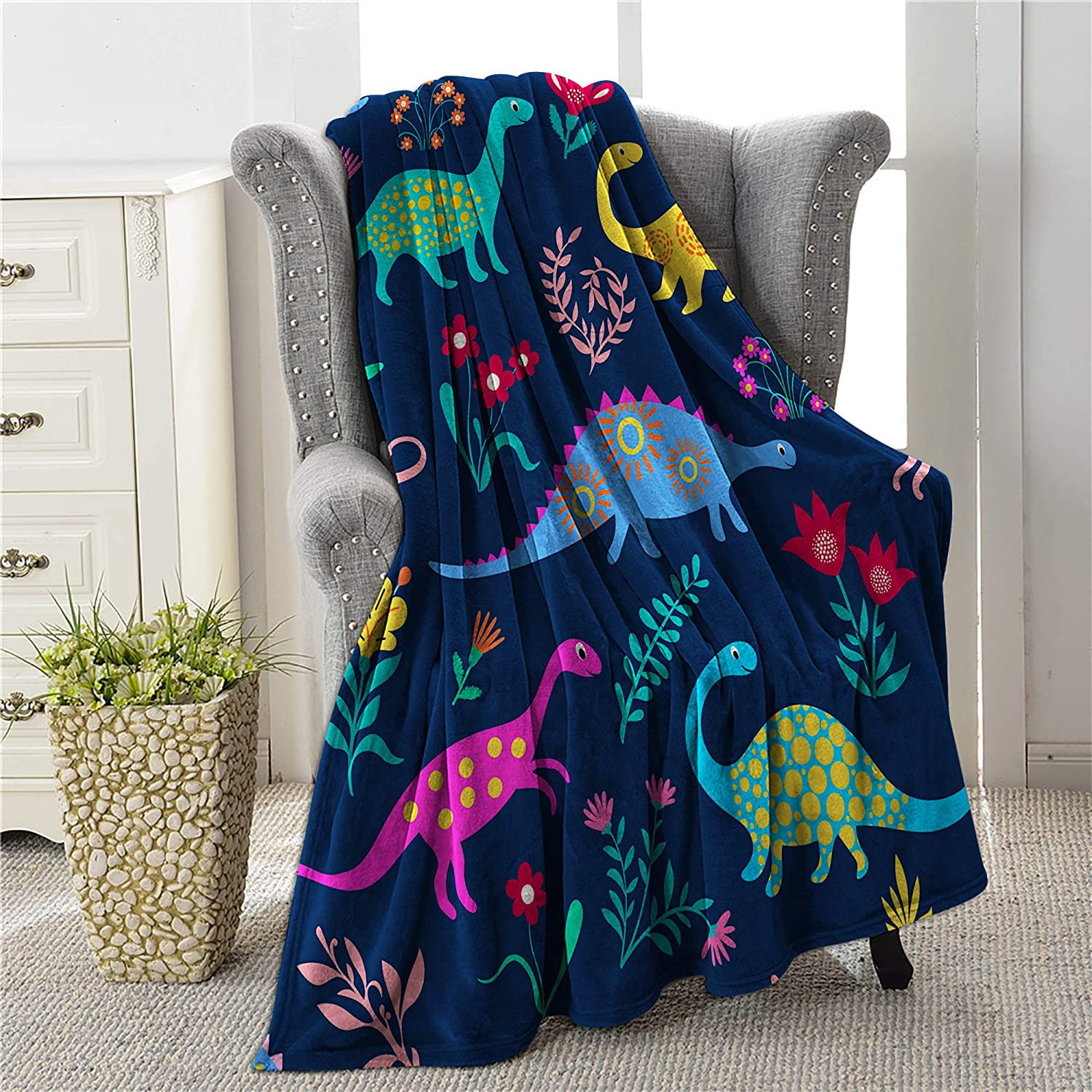 Dinosaur Blanket for Girls Boys Cute Kids Throw Blankets, Soft Plush ...