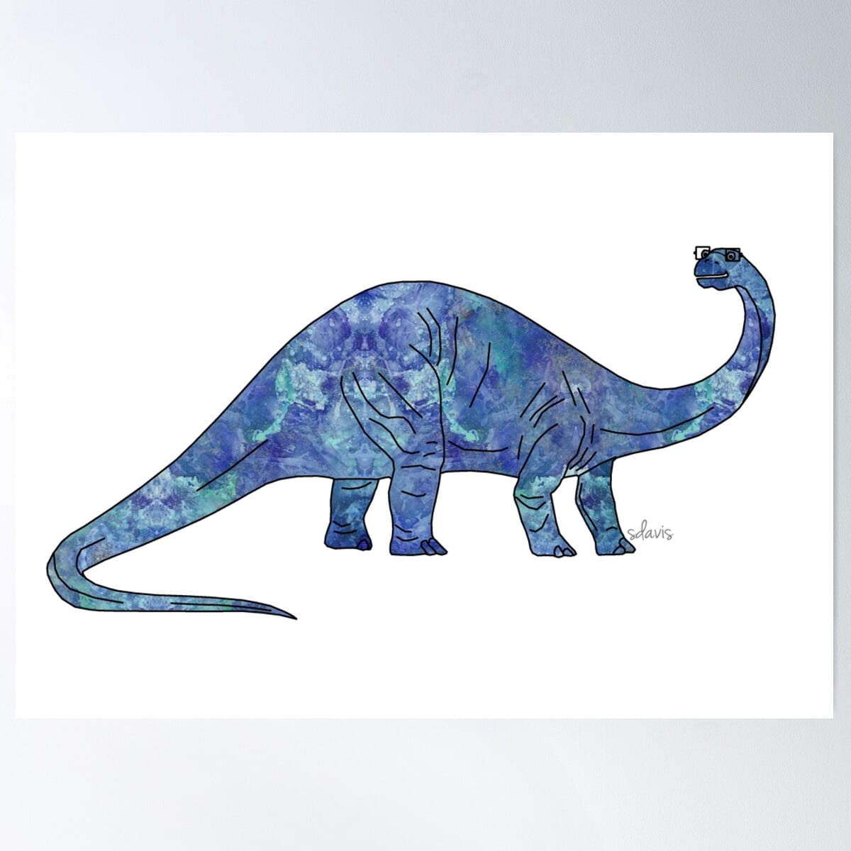 Dinosaur Brontosaurus With Eyeglasses 62319 Poster Wall Art, Modern ...