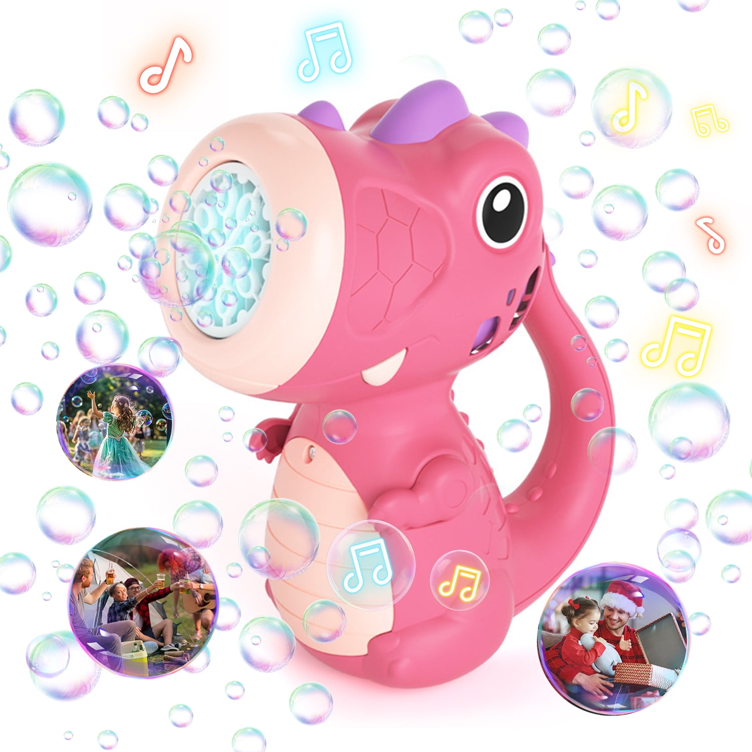 Dinosaur Bubbles Machine for Kids, Portable Automatic Bubbles Maker Blowers with Music & Lights ...