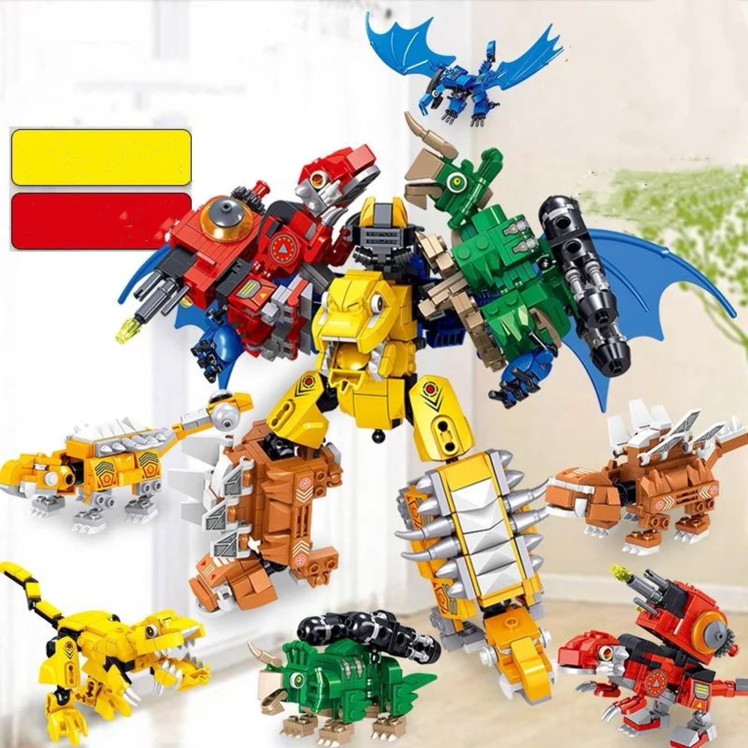 Dinosaur Building Blocks Assembled Toy Model Morphing Robot Puzzle ...