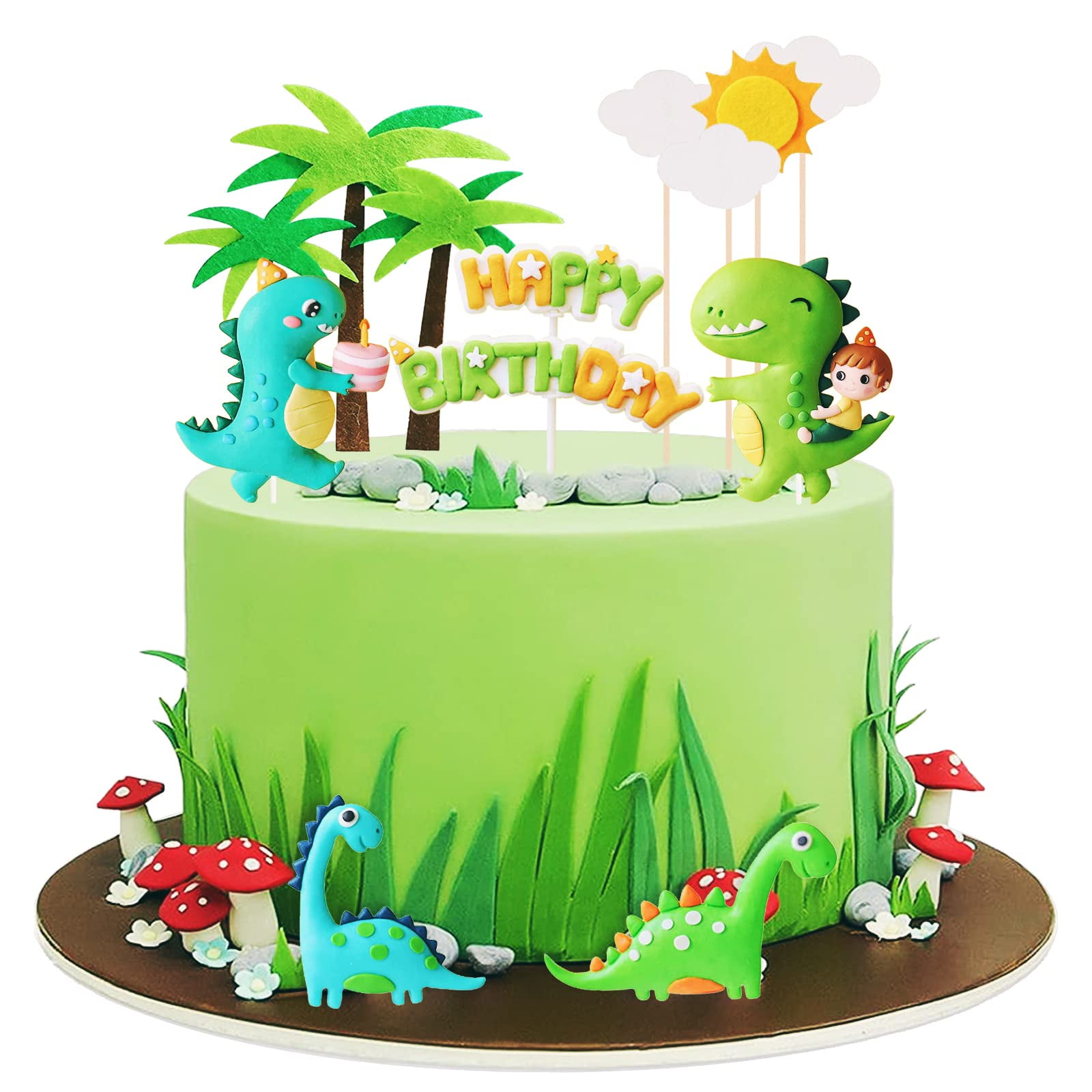 Dinosaur Cake Toppers Cute Dinosaur Happy Birthday Cake Decorations for ...