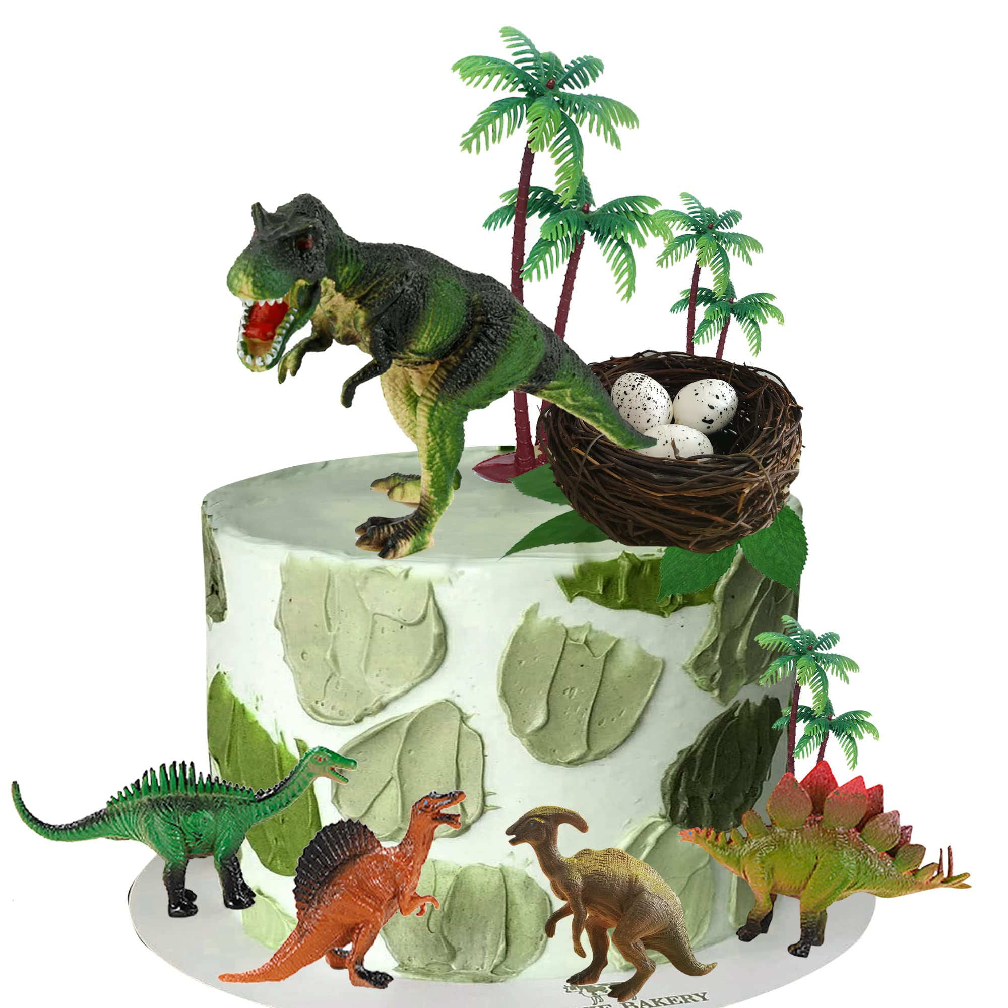 Dinosaur Cake Toppers with BDF32 Dinosaur Eggs Leaves Trees Cake ...