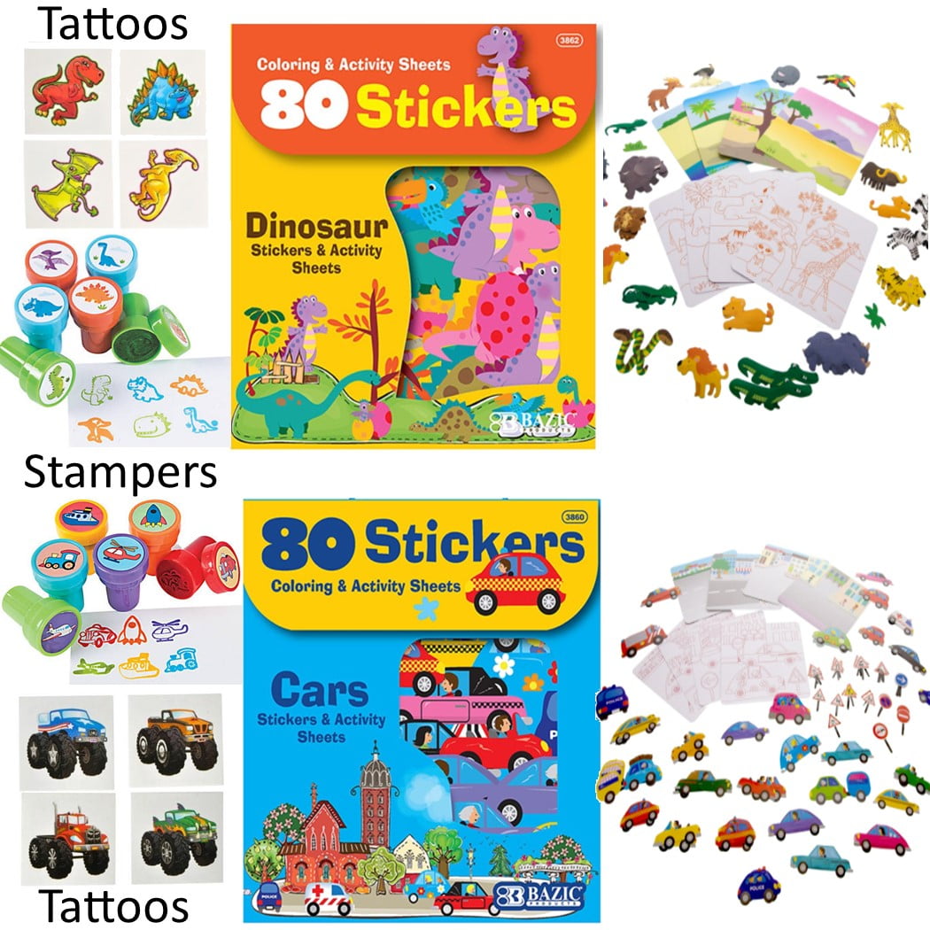 Dinosaur and Car Make a Sticker Scenes Gift Set with Matching Kids ...