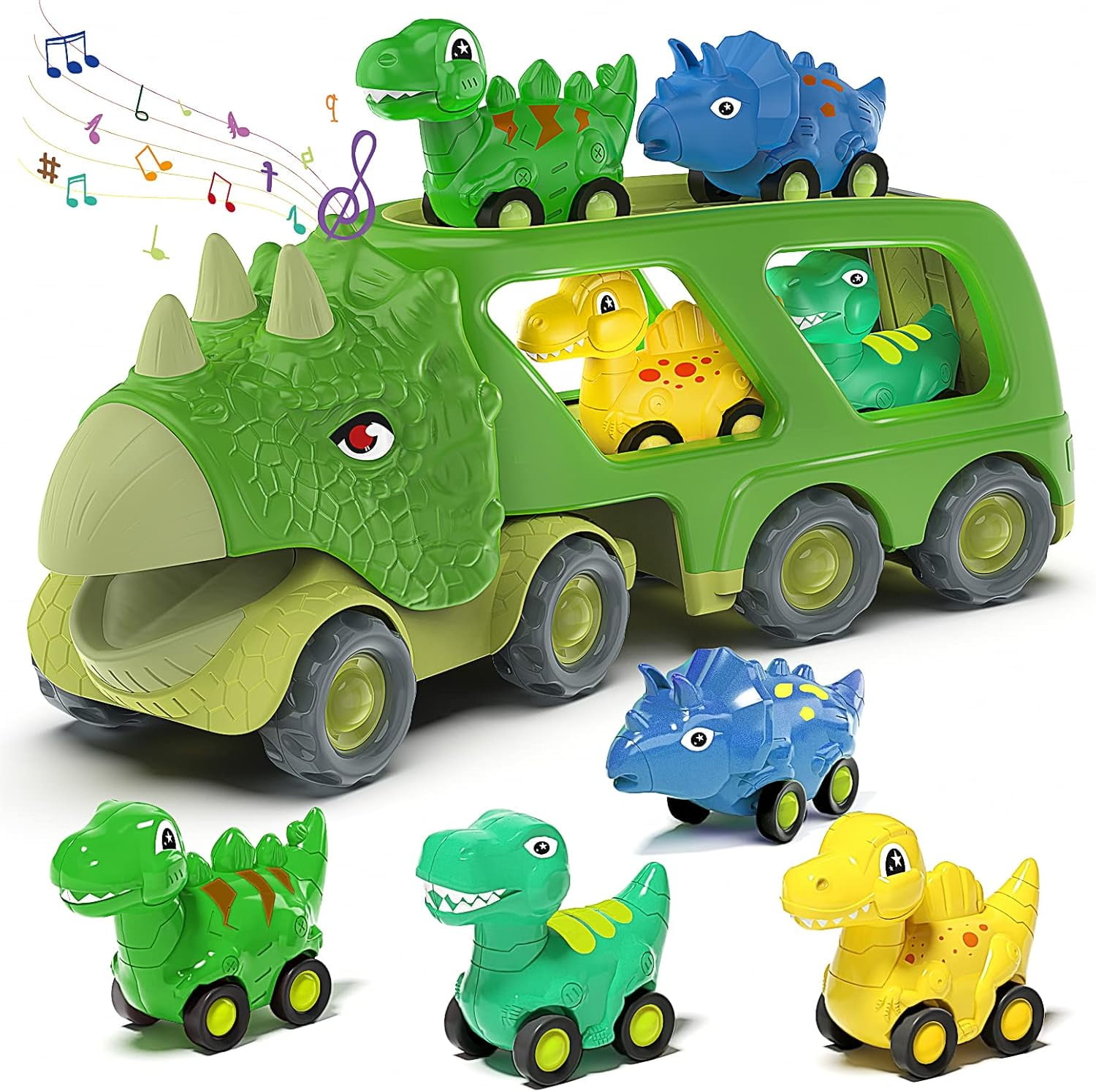 Dinosaur Car Toy for 2 3 4 5 Years Old Boys, Friction Power Carrier ...