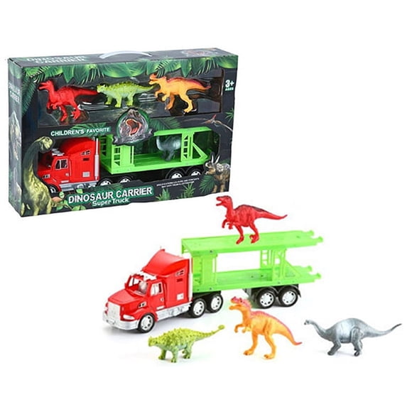 Dinosaur Carrier Truck With 4 Dinosaurs and 1 Vehicle Dino Park Pretend ...
