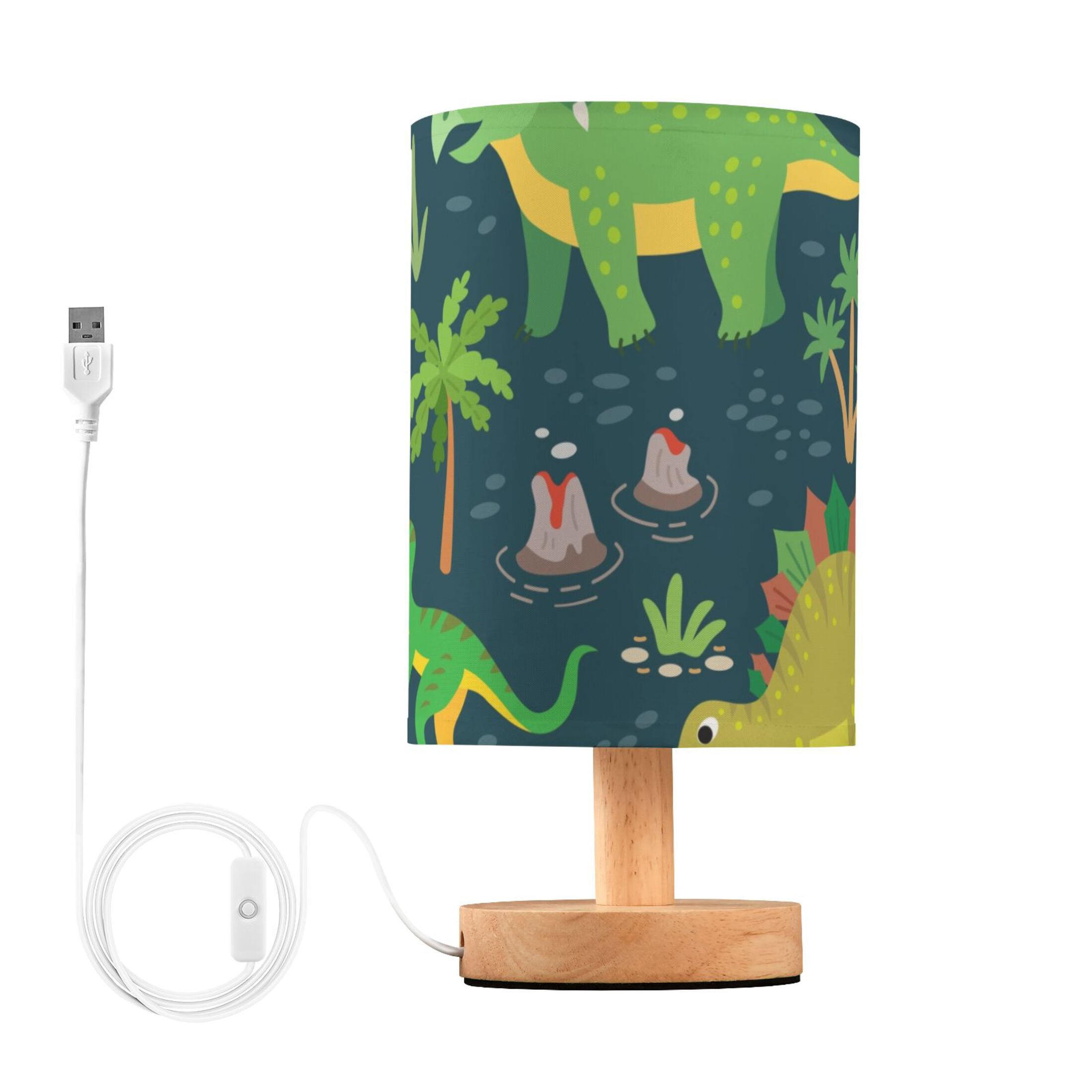 Dinosaur Cartoon Childish Dino Bedside Table Lamp LED Warm Lights with ...