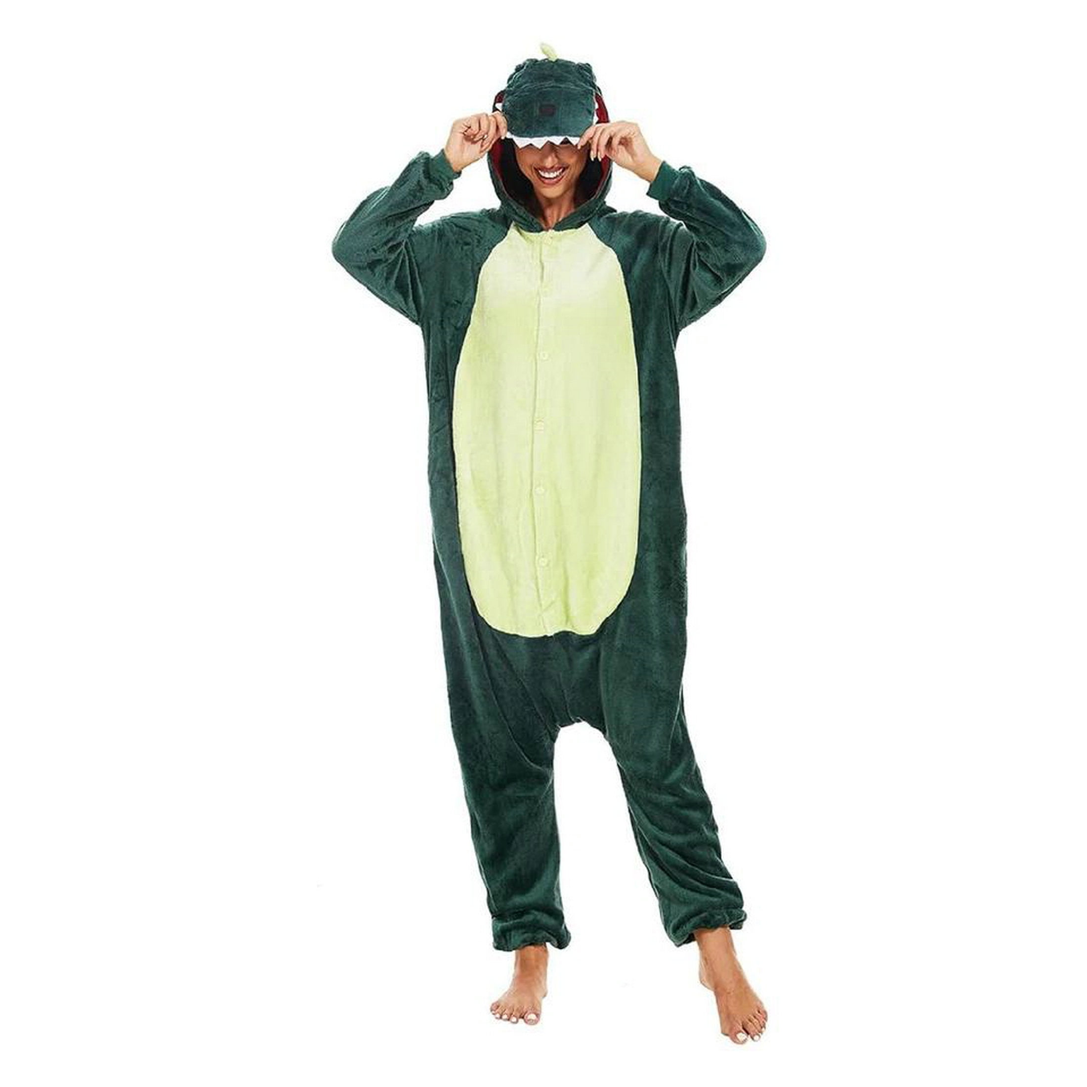 Dinosaur Cartoon Flannel Pajamas One Piece Fall Winter Homewear ...