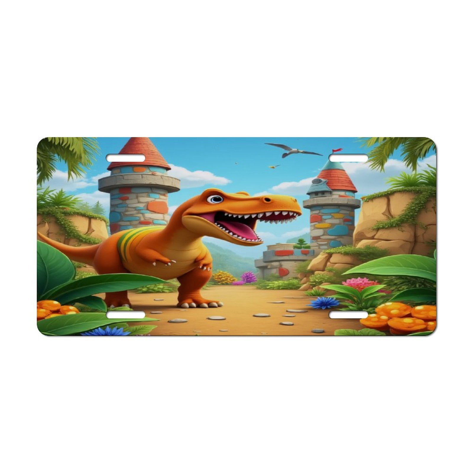 Dinosaur Castle Adventure License Plate Lightweight Aluminum Automotive ...