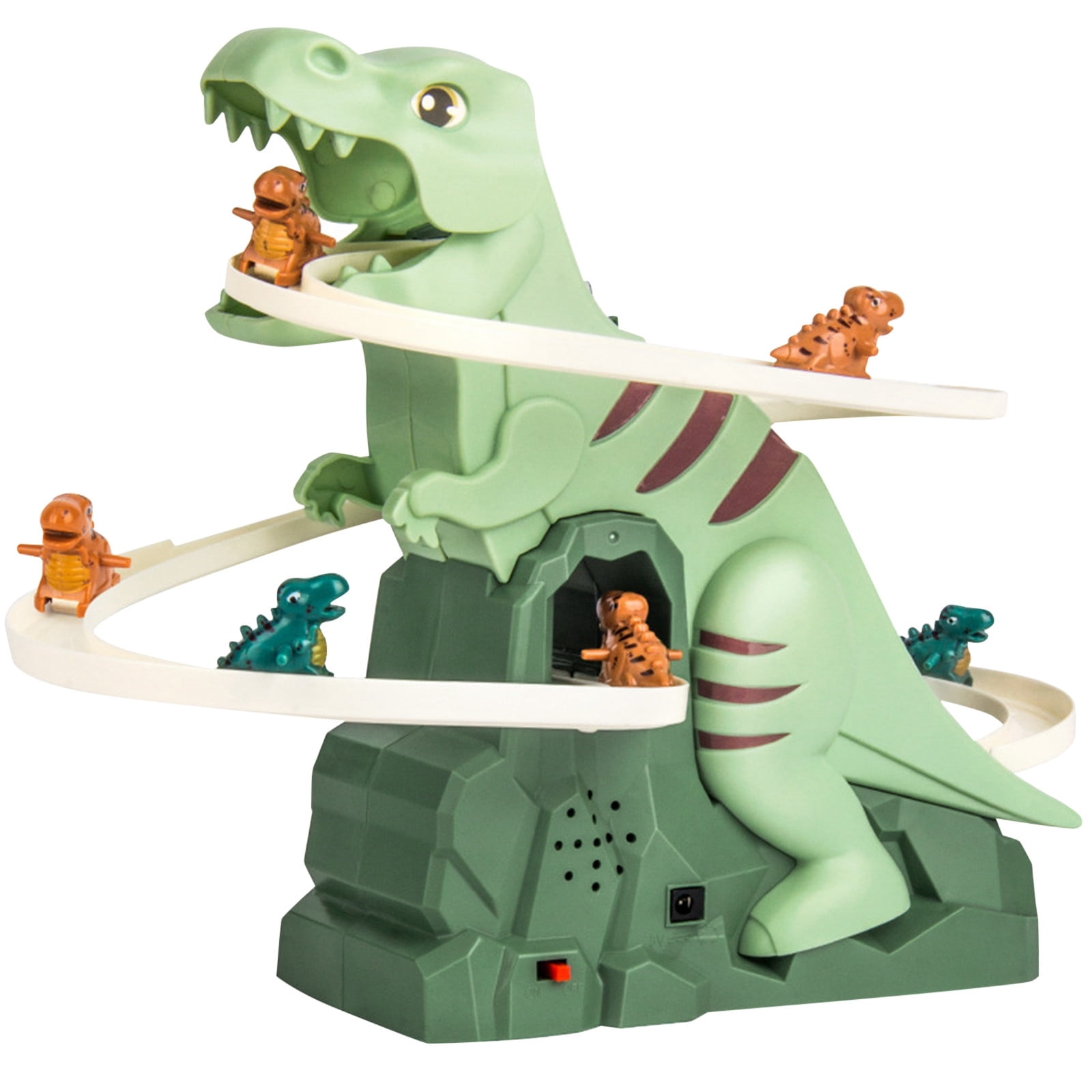 Dinosaur Chasing Race Track Game Set Slide Climb Stairs Toy Roller ...