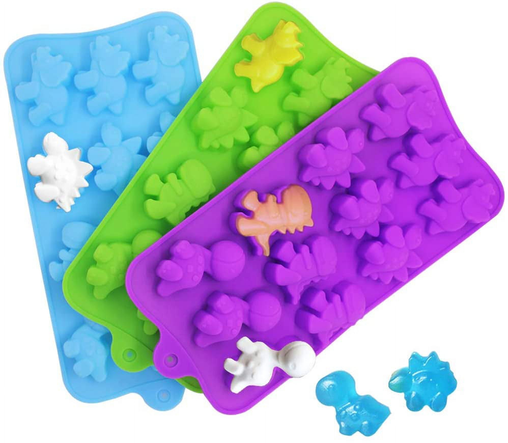 Dinosaur Chocolate Mold, YuCool 3 Pack Silicone Dinosaur Molds with 48 ...