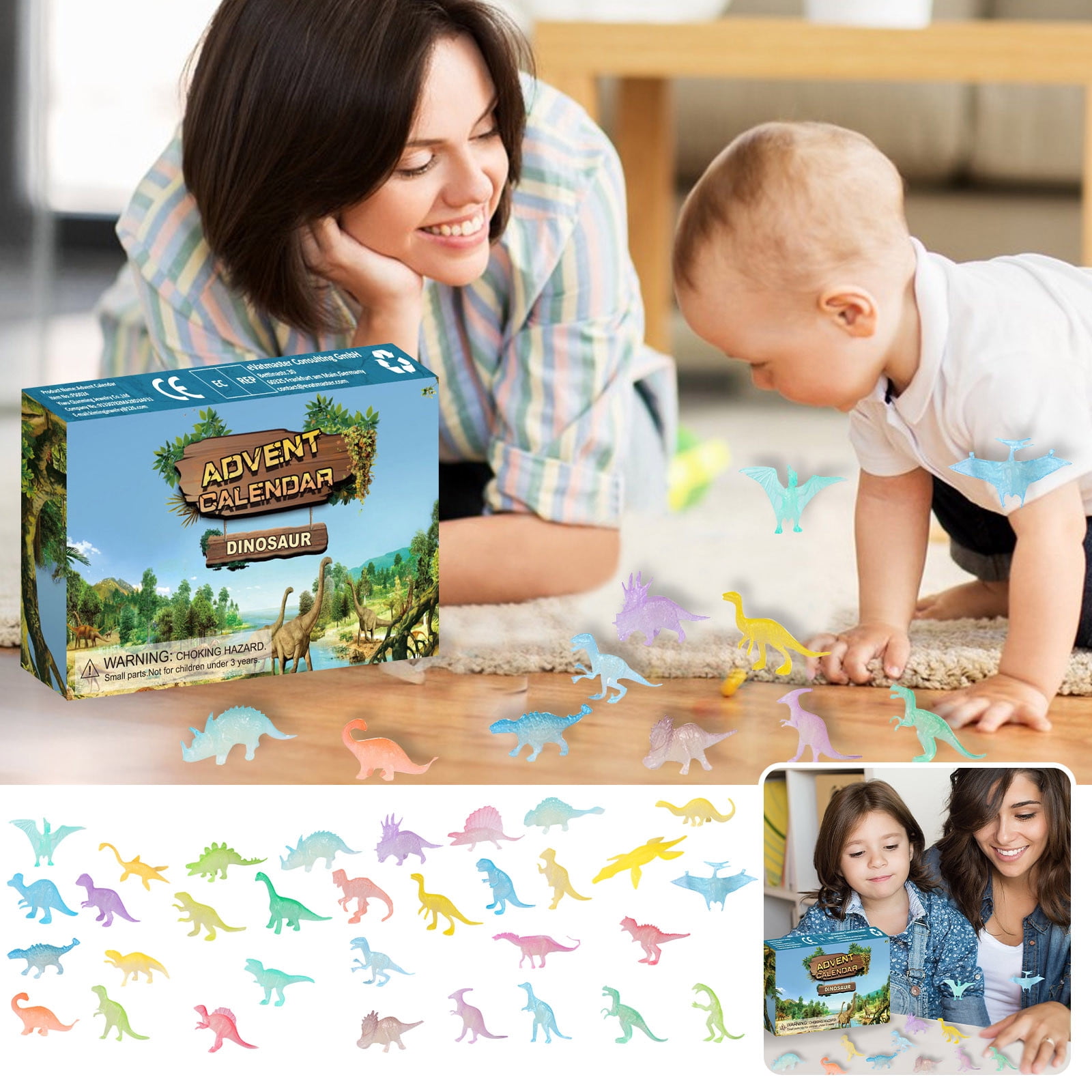 Dinosaur Christmas Building Kit Advent Calendar 2025, 24 Buildable ...