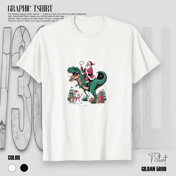 Dinosaur Christmas Cute Holiday TRex Fun Festive Prehistoric Art Unisex ...