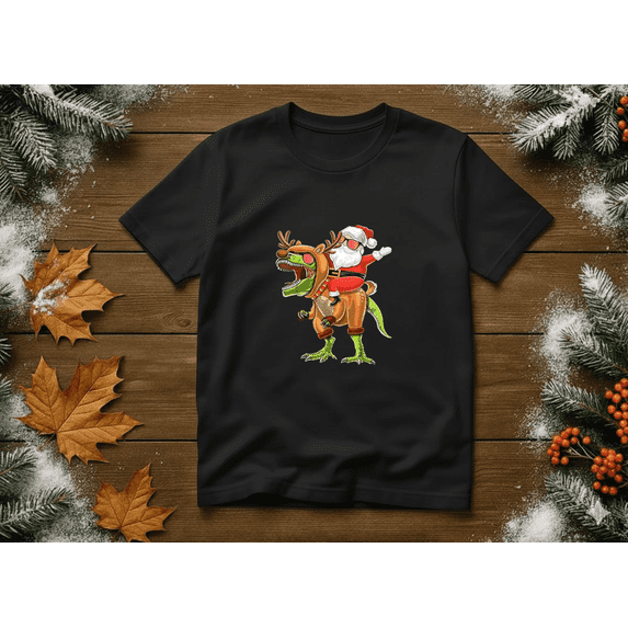 Dinosaur Christmas Shirts Festive Dino Holiday Graphic Unisex T-Shirt ...