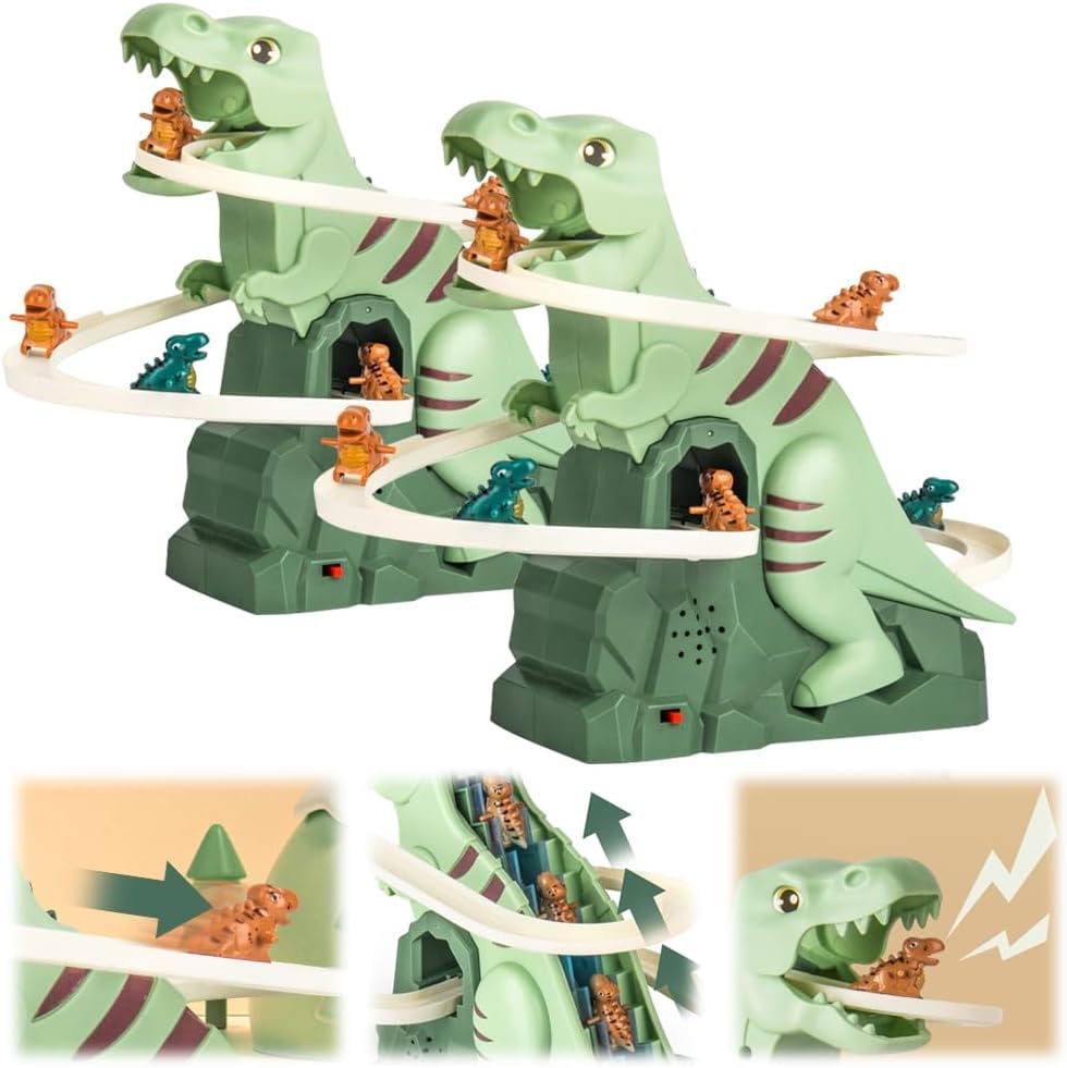 Dinosaur Climbing Slide Music Toy, 2025 New Electric Dinosaur Climbing Stairs Toy with Light ...