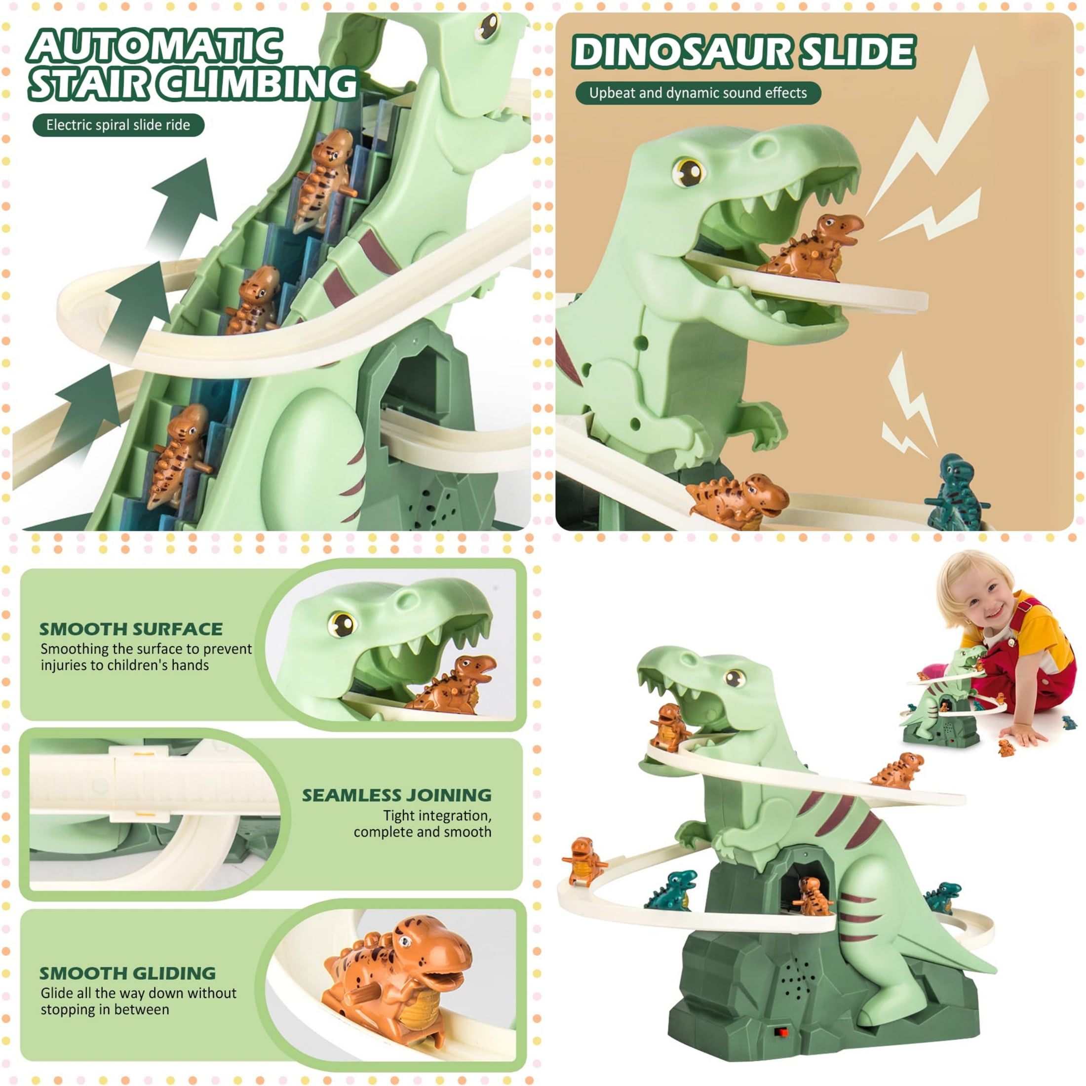 Dinosaur Climbing Slide Music Toy,Electric Dinosaur Climbing Stairs Toy ...