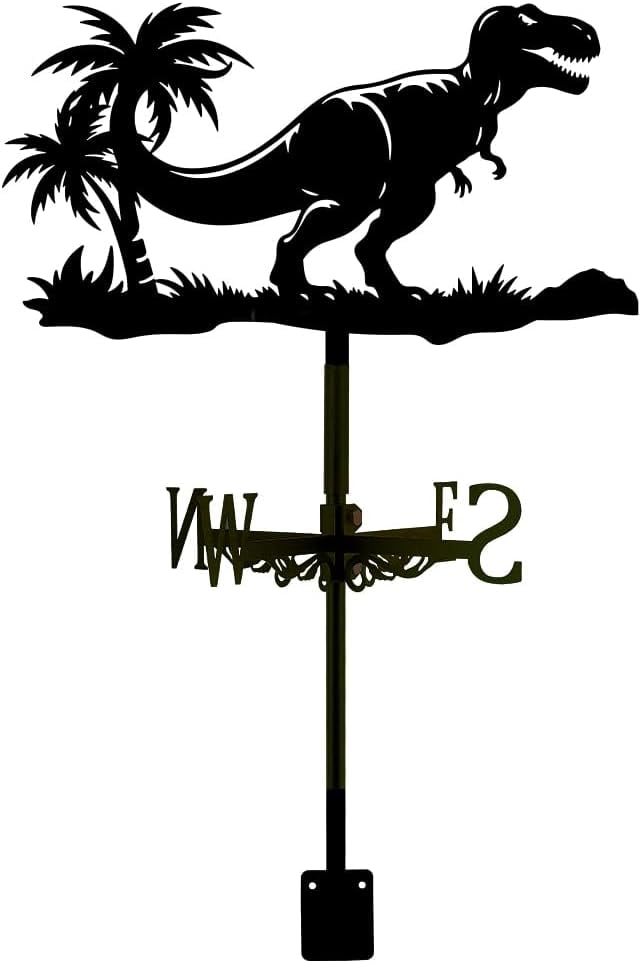 Dinosaur and Coconut Tree Weather Vane Dinosaur Weathervane Metal Wind ...