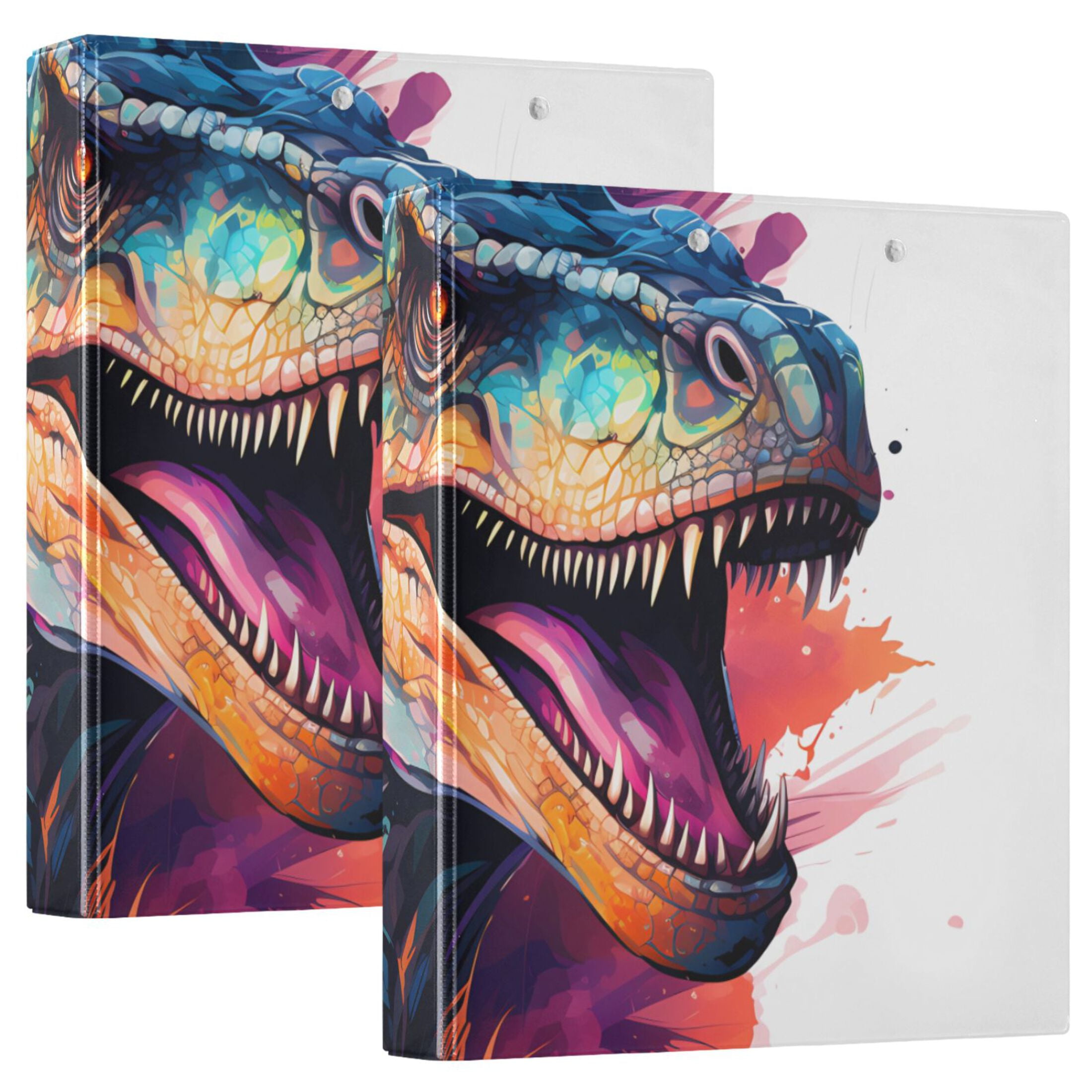 Dinosaur Colorful 3 Ring Binders 1.5 inch Hardcover File Folders with ...