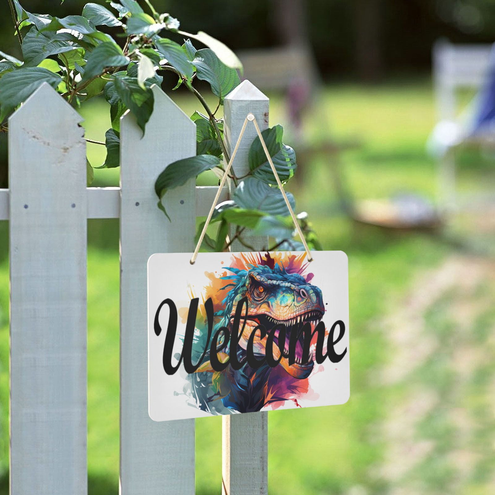 Dinosaur Colorful Welcome Sign for Front Door Porch Wreath Door Sign ...