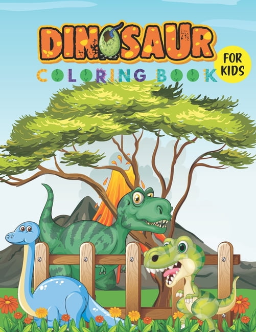 Dinosaur Coloring Book: Cute, Prehistoric and Funny Dinosaur Cartoon ...