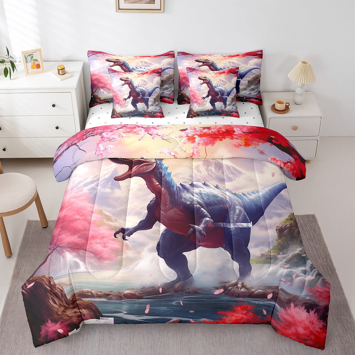 Dinosaur Comforter Set 7 Piece Bed in a Bag Twin,Wild Dino Bedding Sets ...