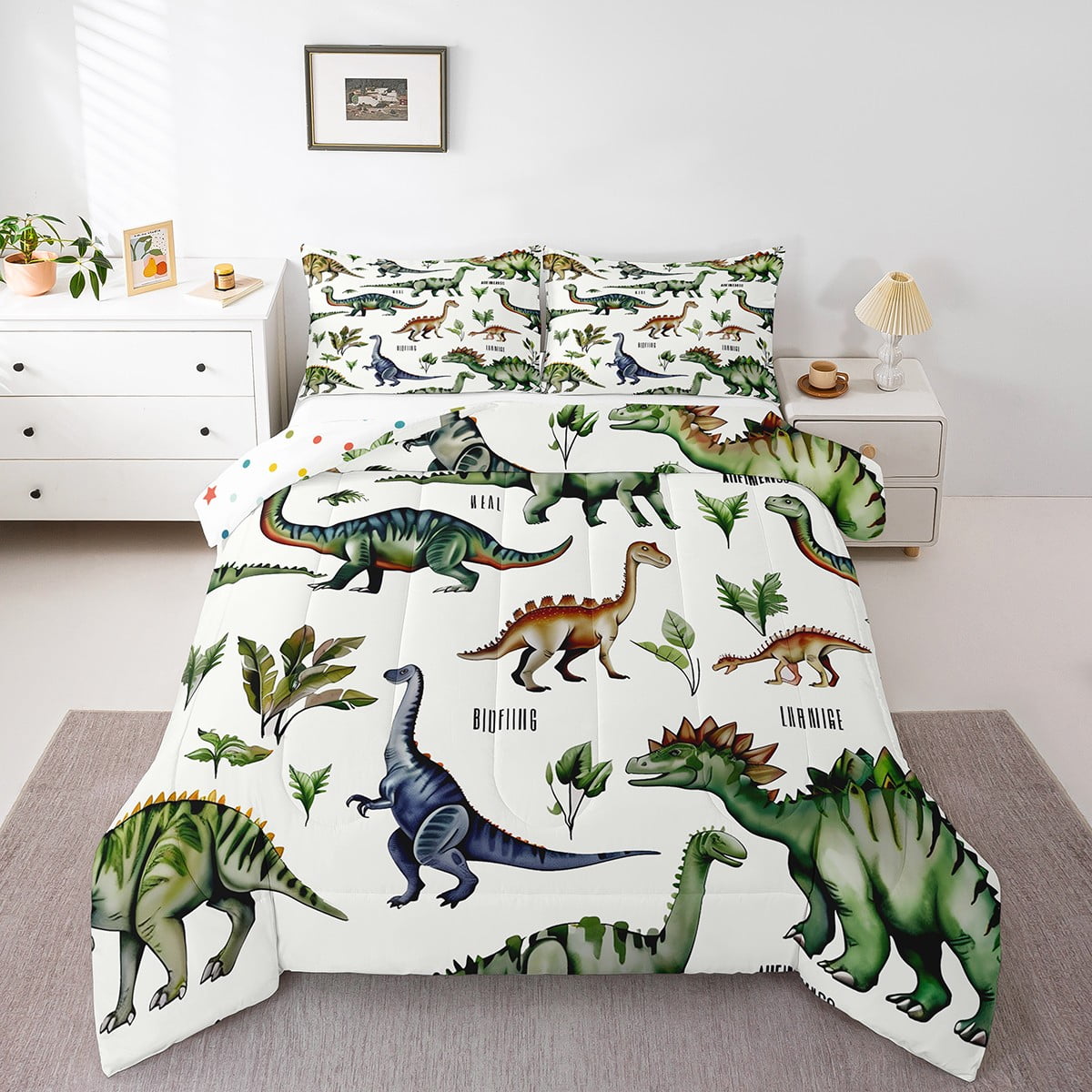 Dinosaur Comforter Set Queen Dinosaur Queen Bedding Sets, Cute Dinosaur ...