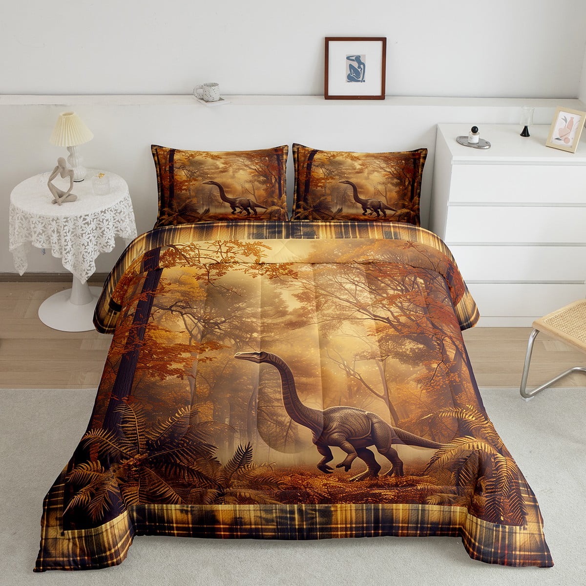 Dinosaur Comforter Set Gothic Dino Twin Bedding Sets ,Vintage Jungle ...