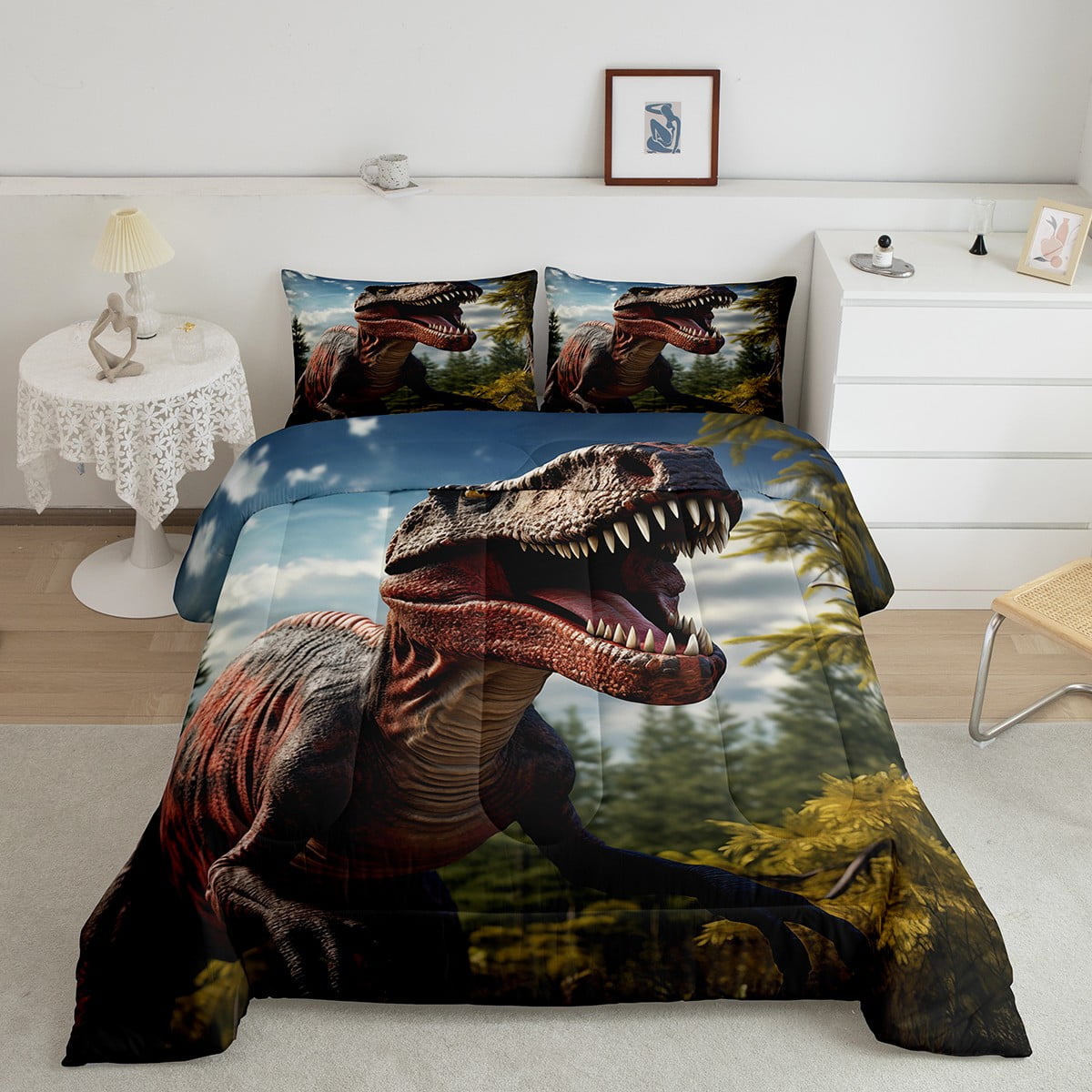 Dinosaur Comforter Set Wild Dino Queen Bedding Sets,Jungle Animal ...
