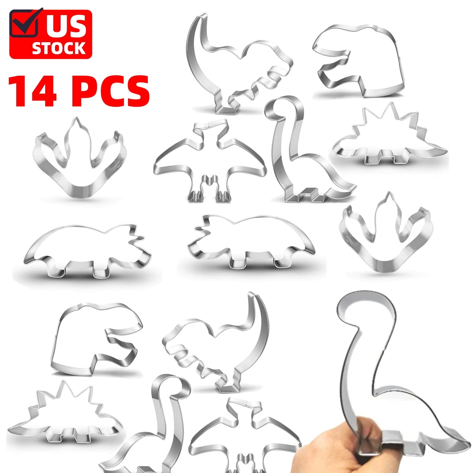 Dinosaur Cookie Cutter Set (14 Pcs) Footprint and Head, T-Rex ...