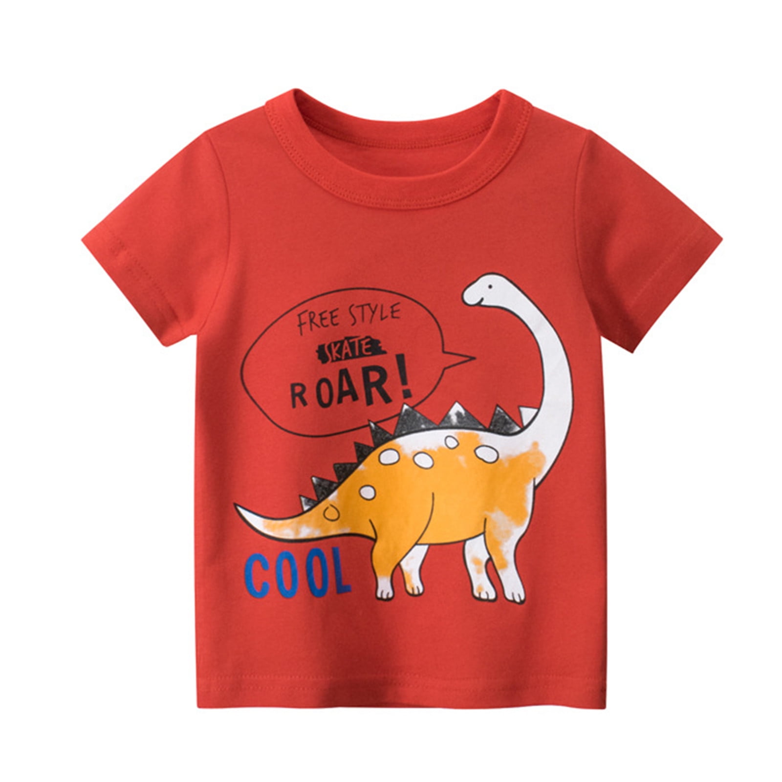 Dinosaur Crewneck Tee For Boys Toddler Kids Short Sleeve Shirts Tops ...