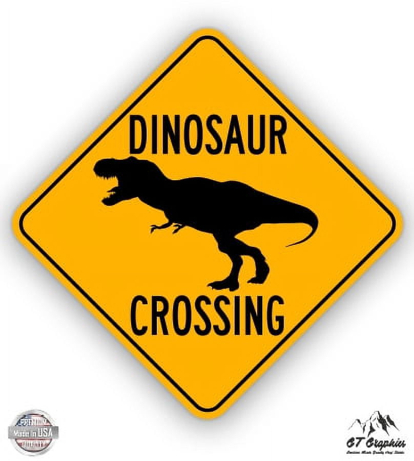 Dinosaur Crossing - 12" Vinyl Sticker Waterproof Decal - Walmart.com