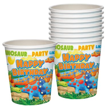 16 Pack REX Themed Dinosaur Plastic Cups, Dino Decorations for Kids ...