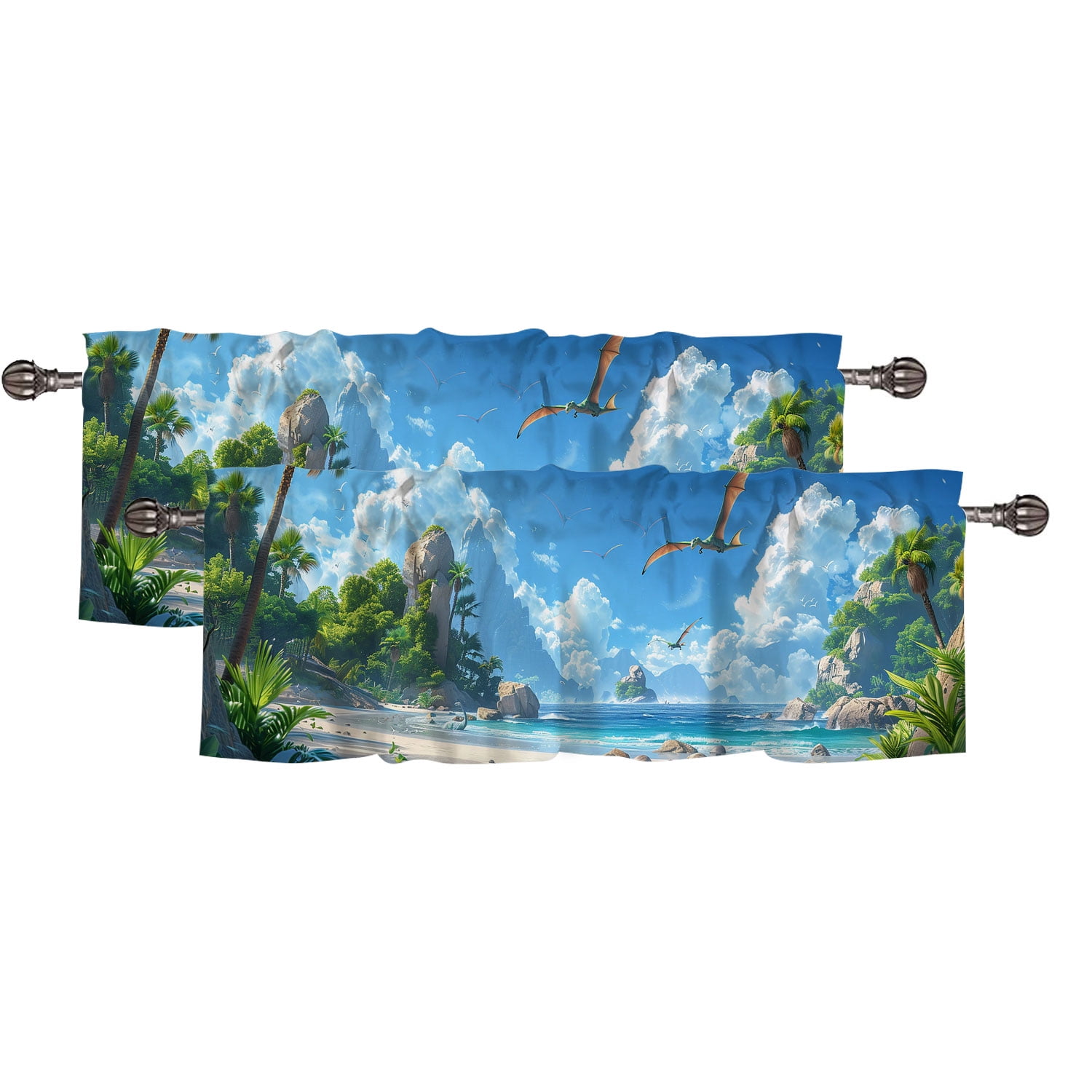 Dinosaur Curtains Valances for Home Decor 3D Dino Raptor Jungle Animals ...