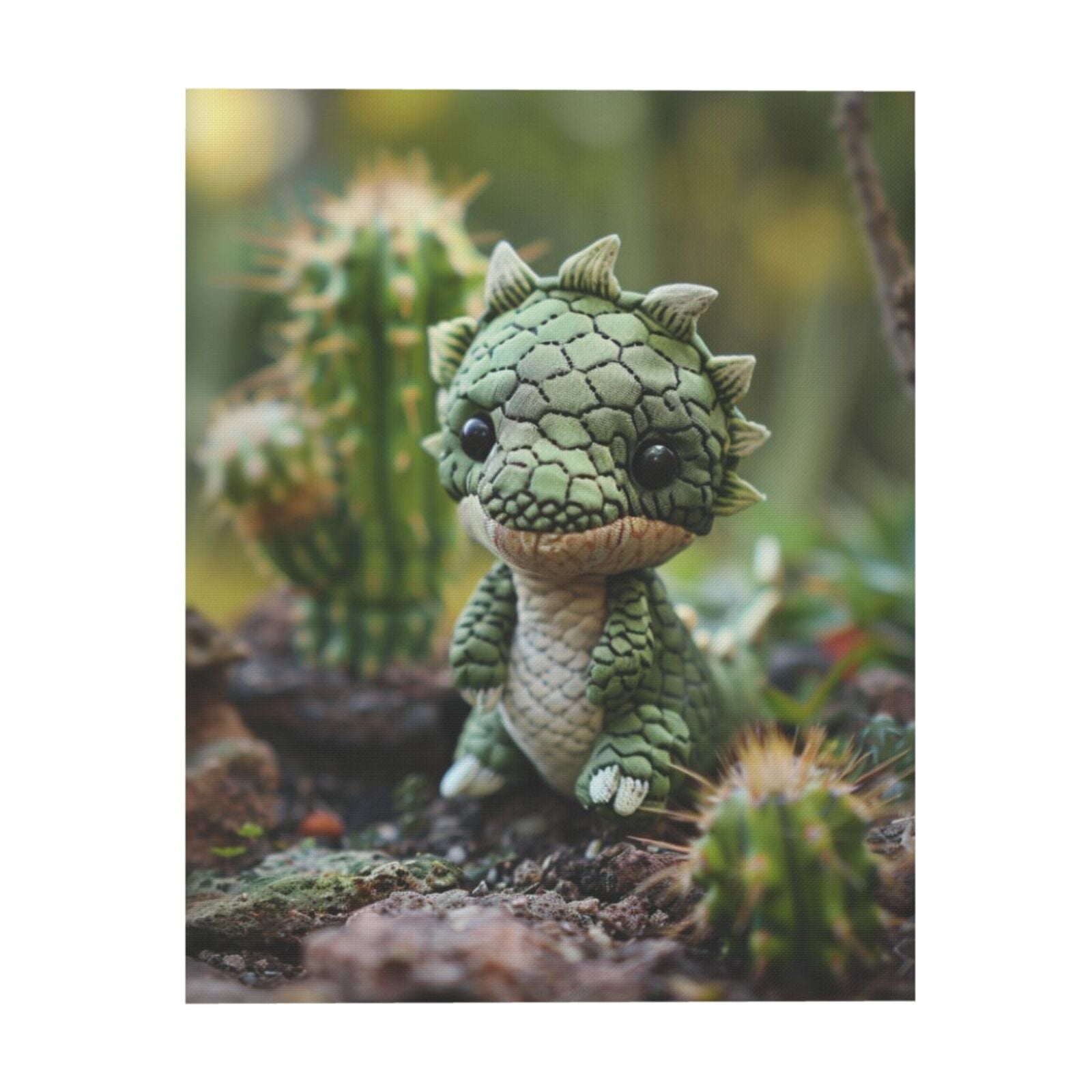 Dinosaur, Cute Cactus Dinosaur, Mini Animal Cuteness (1) Canvas ...
