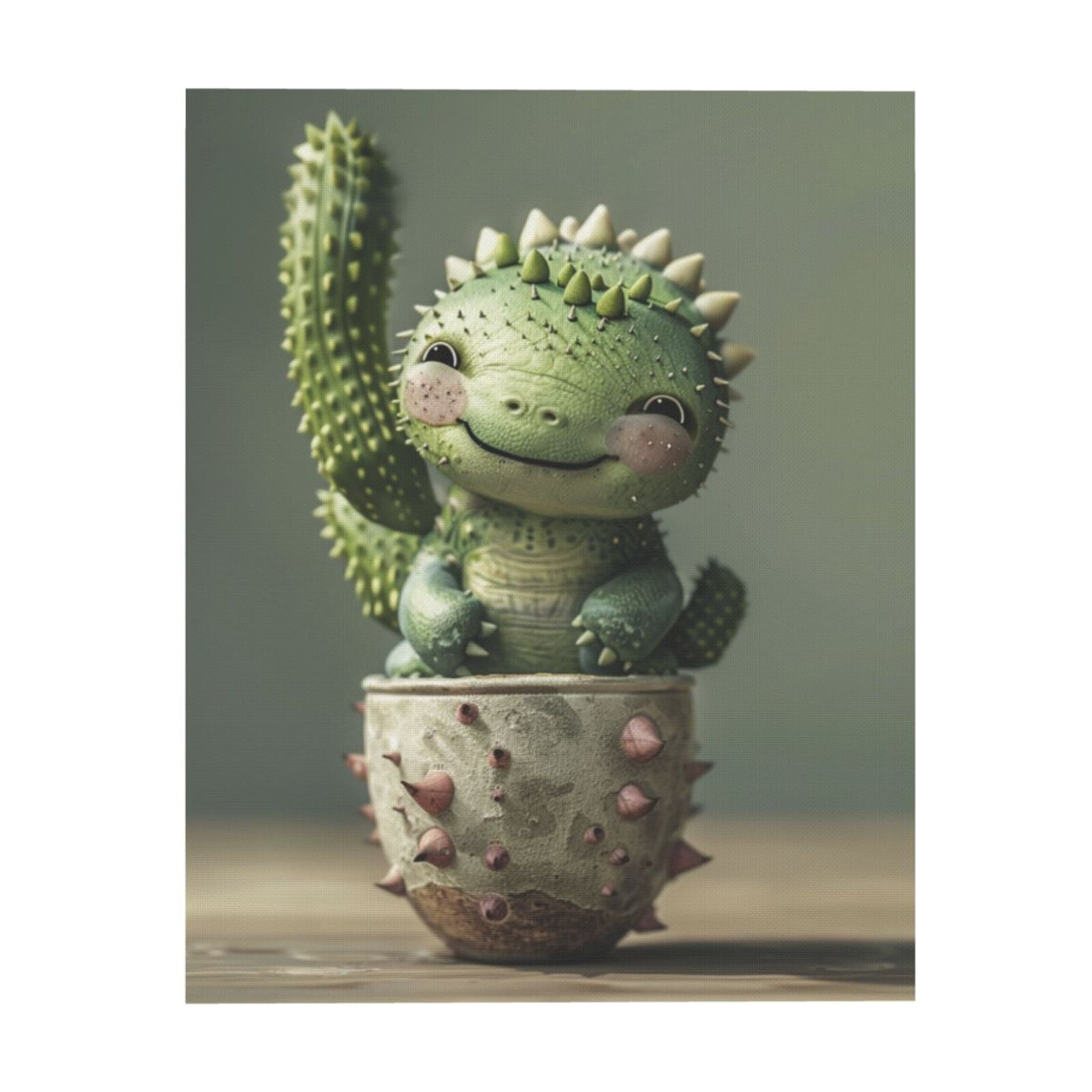 Dinosaur, Cute Cactus Dinosaur, Mini Animal Cuteness Canvas Frameless ...