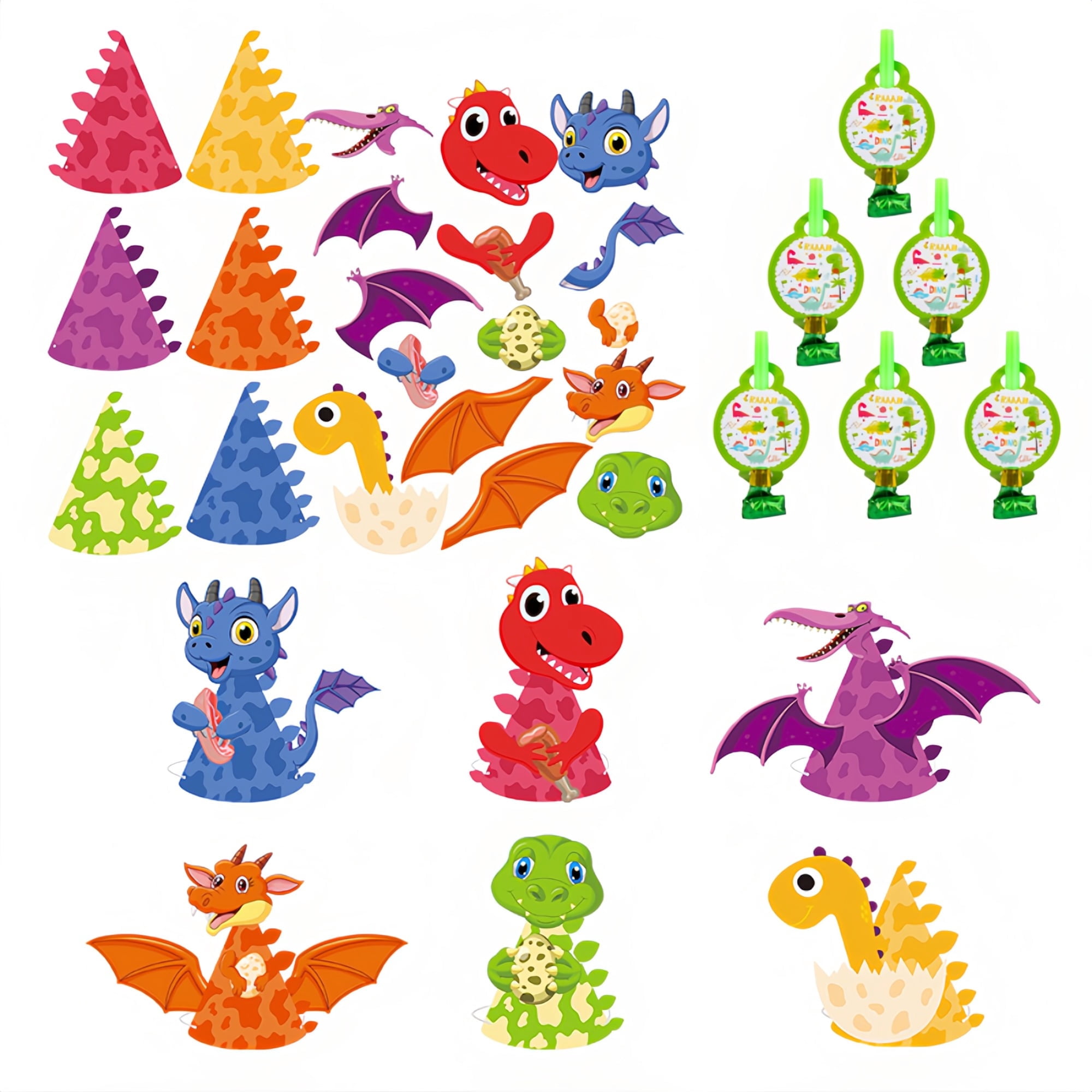 Dinosaur DIY Party Supplies, 27 Dinosaur Birthday Decorations - Color ...