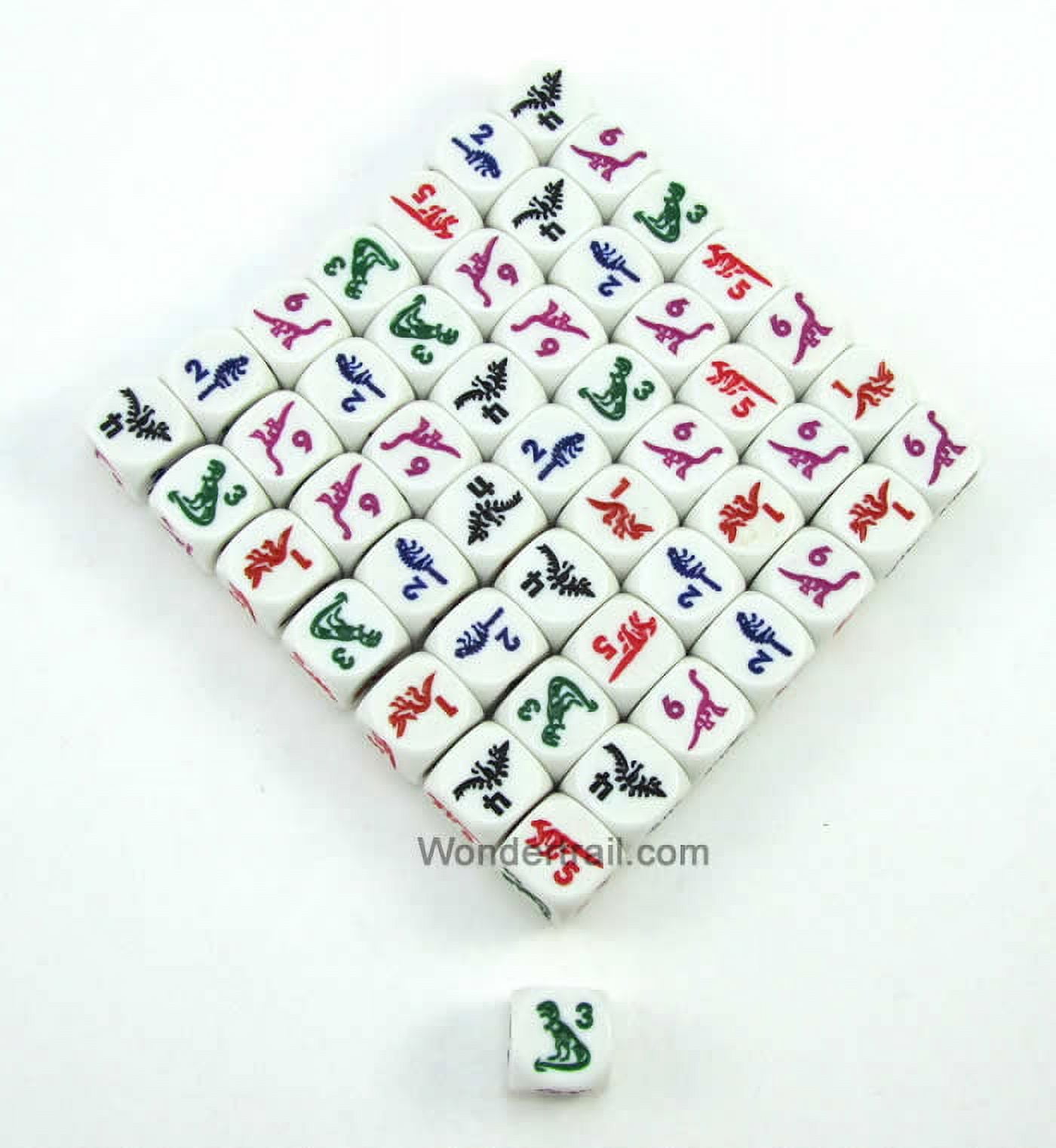 Dinosaur Dice D6 White Opaque with Multi-Color Dinosaurs 16mm (5/8in ...