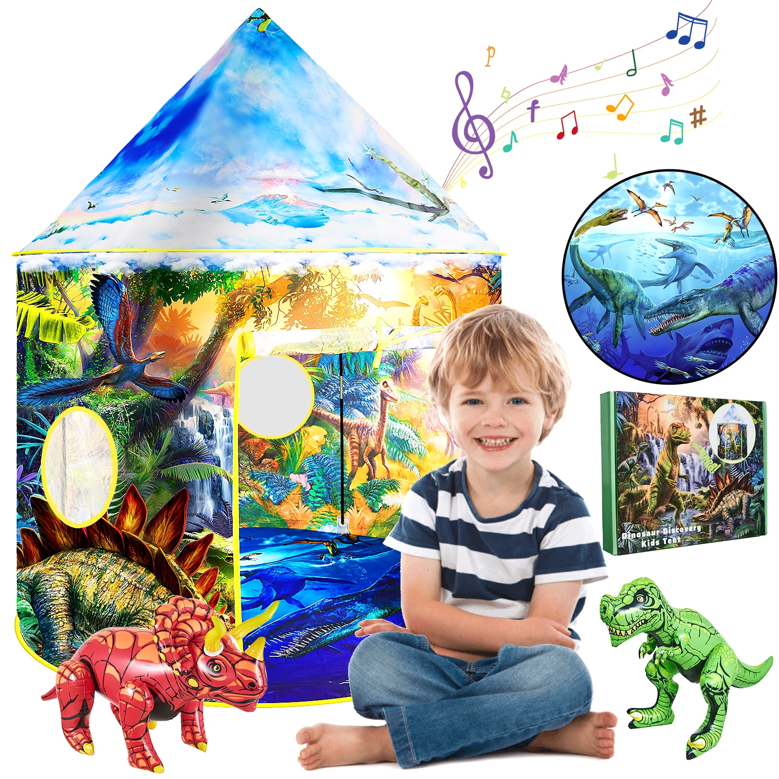 Afomida Dinosaur Discovery Play Tent, Pop Up Kids Tent, Indoor Outdoor ...
