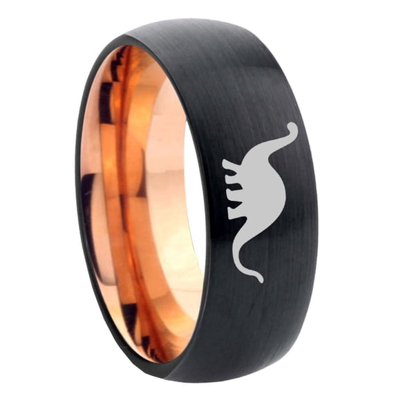 Dinosaur Dome Black And Rose Gold Tungsten Wedding Ring 10MM - Walmart.com