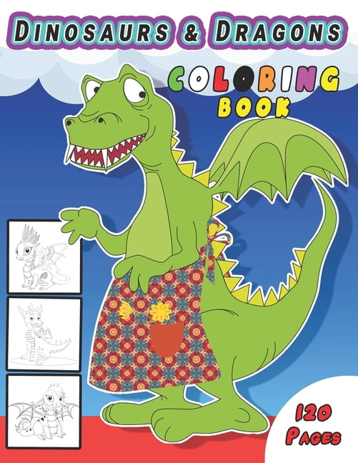 Dinosaur and Dragon Coloring Book: A Beautiful Gift for Boys, Cute ...