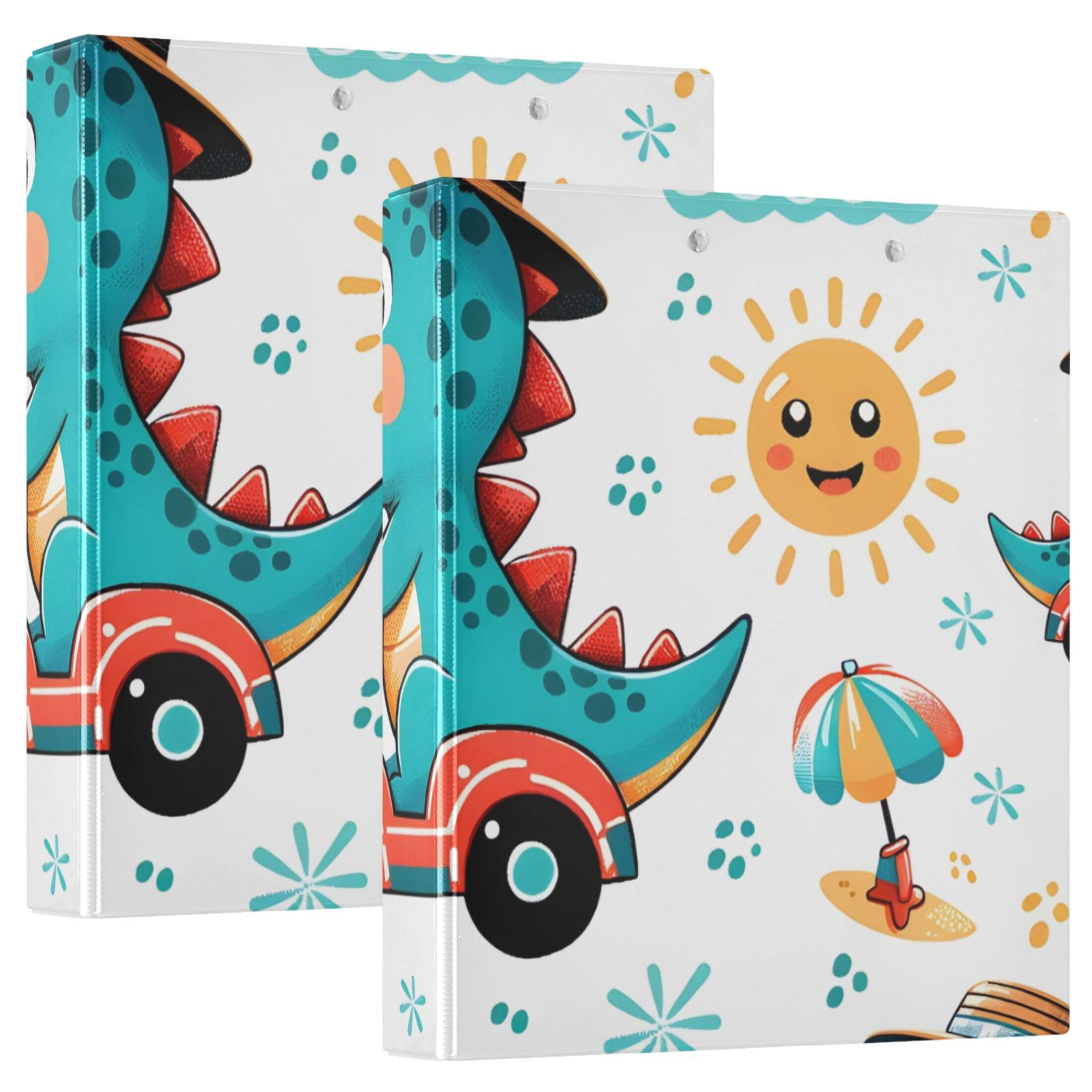 Dinosaur Driver Sun 3 Ring Binders 1.5 inch Hardcover File Folders with ...