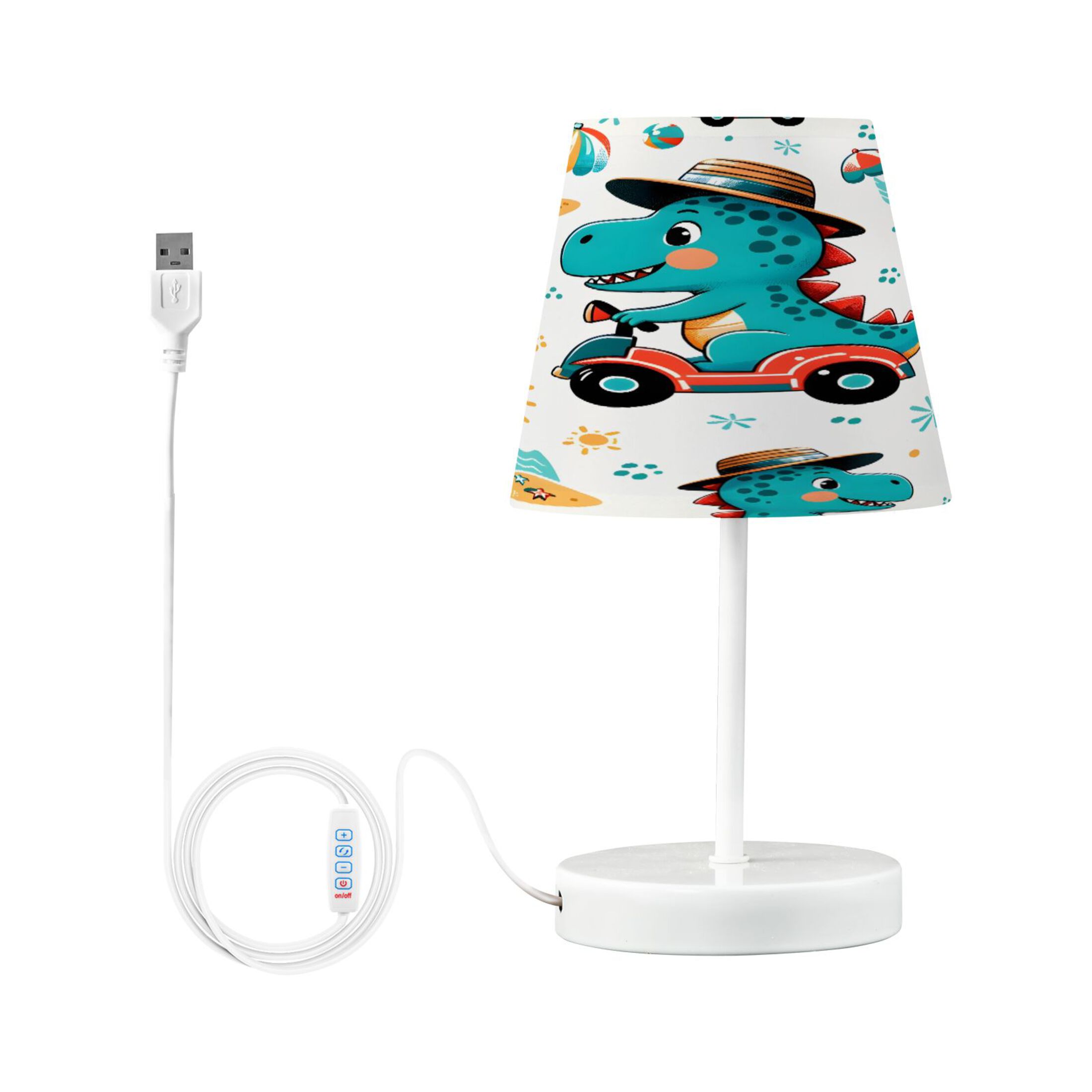 Dinosaur Driver with Beach Desk Lamp LED Table Nightstand Lamps with 3 ...