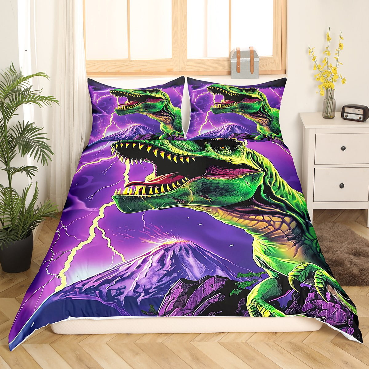 Dinosaur Duvet Cover 3d Jungle Animal Queen Bedding Sets for Girls ...