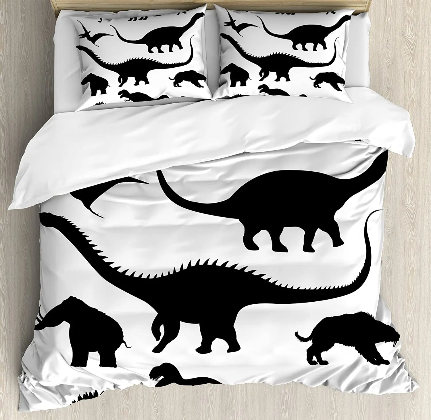 Dinosaur Duvet Cover Black Evolution Extinction Predator Animals ...