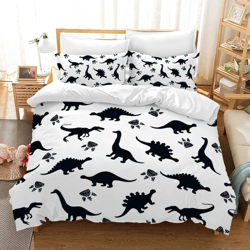 Dinosaur Duvet Cover Black Evolution Extinction Predator Animals ...